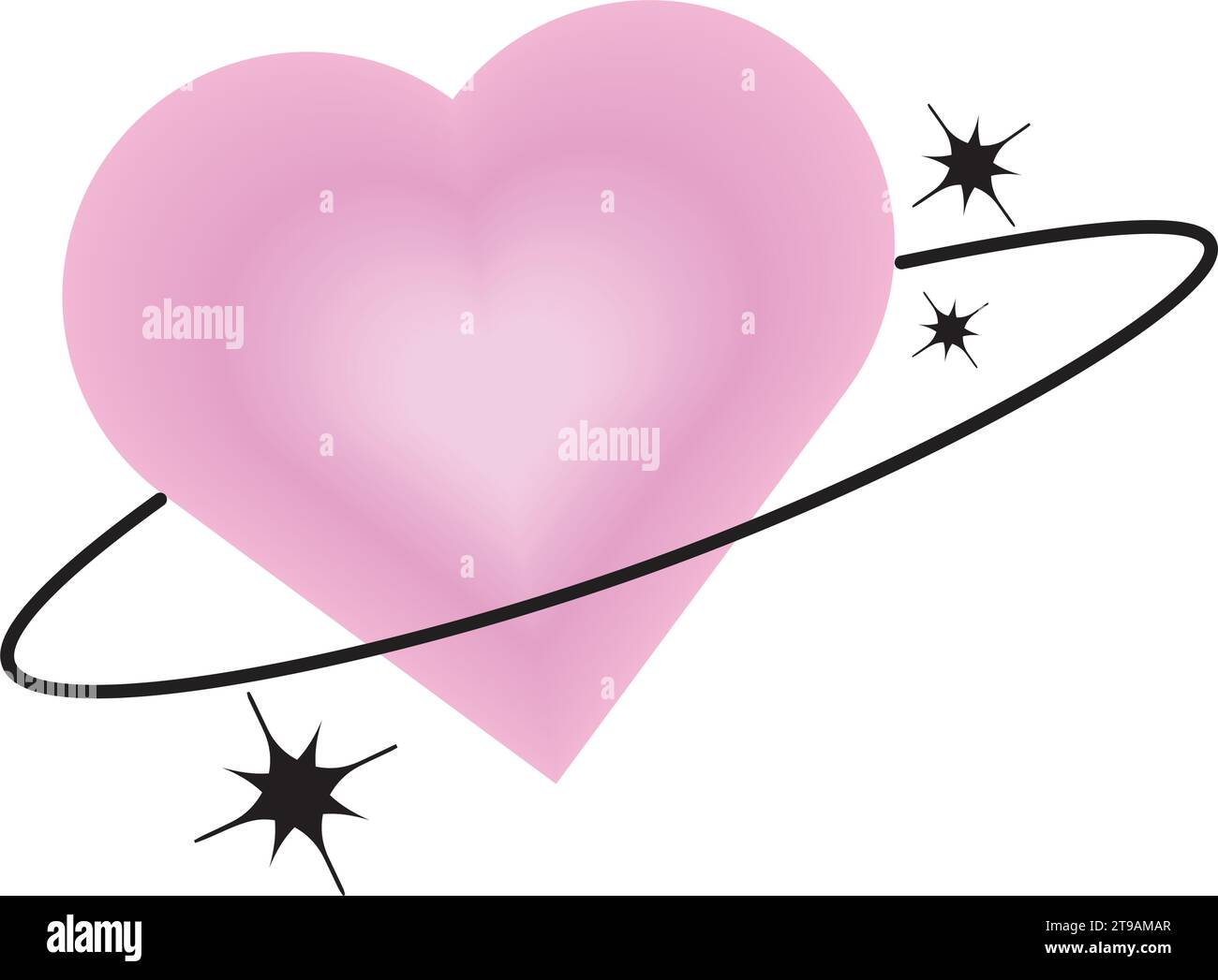 Blurry pink heart aura aesthetic element with linear form and sparkle ...