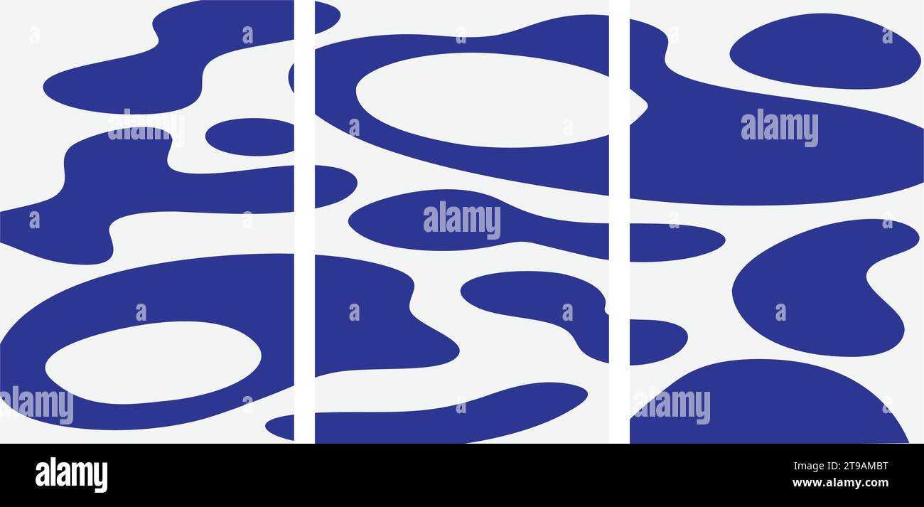 A set of three abstract posters designs. Modern wall art with organic ...