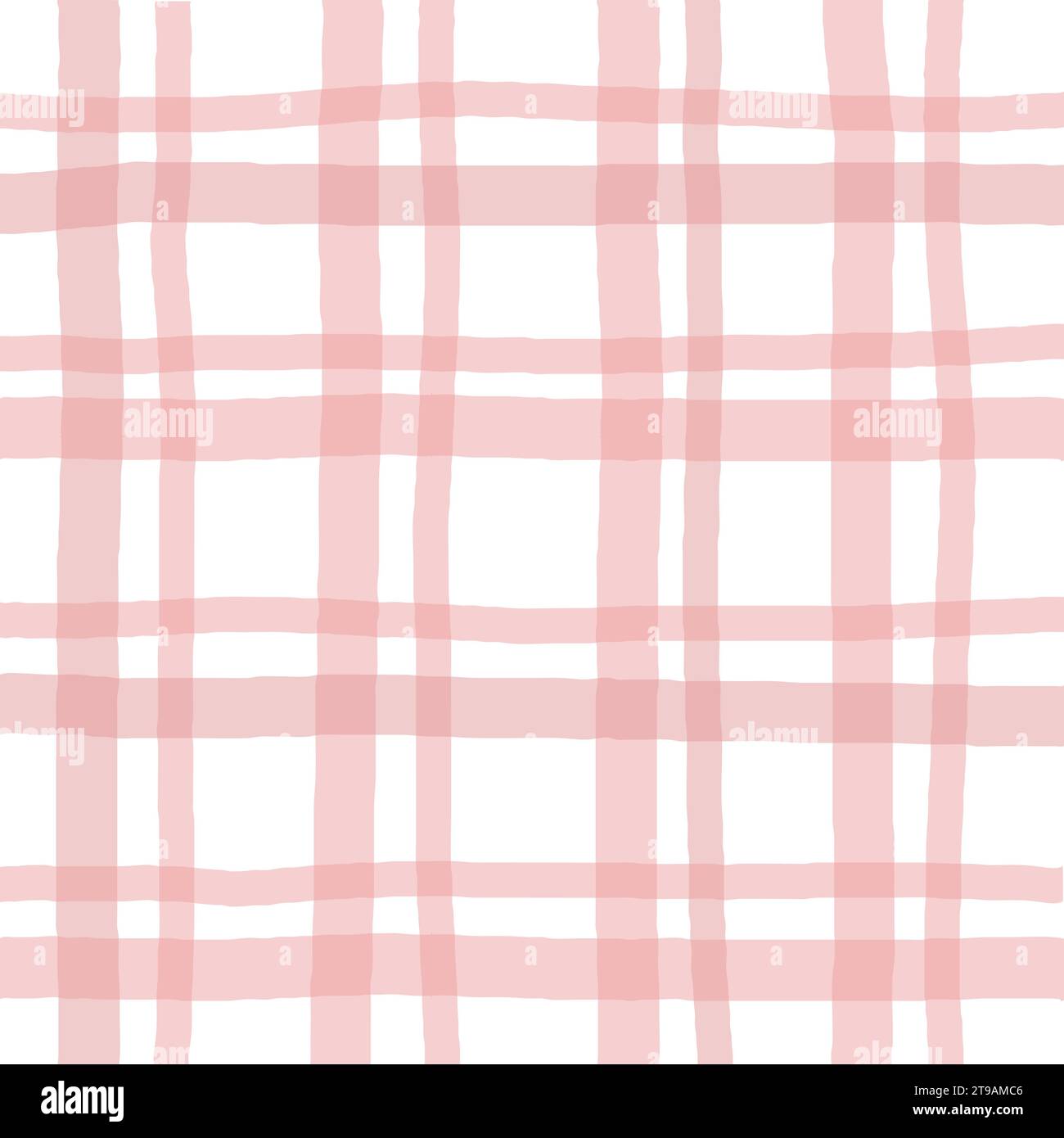 Doodle Gingham Check Plaid Vector Pattern. Vertical and horizontal hand ...