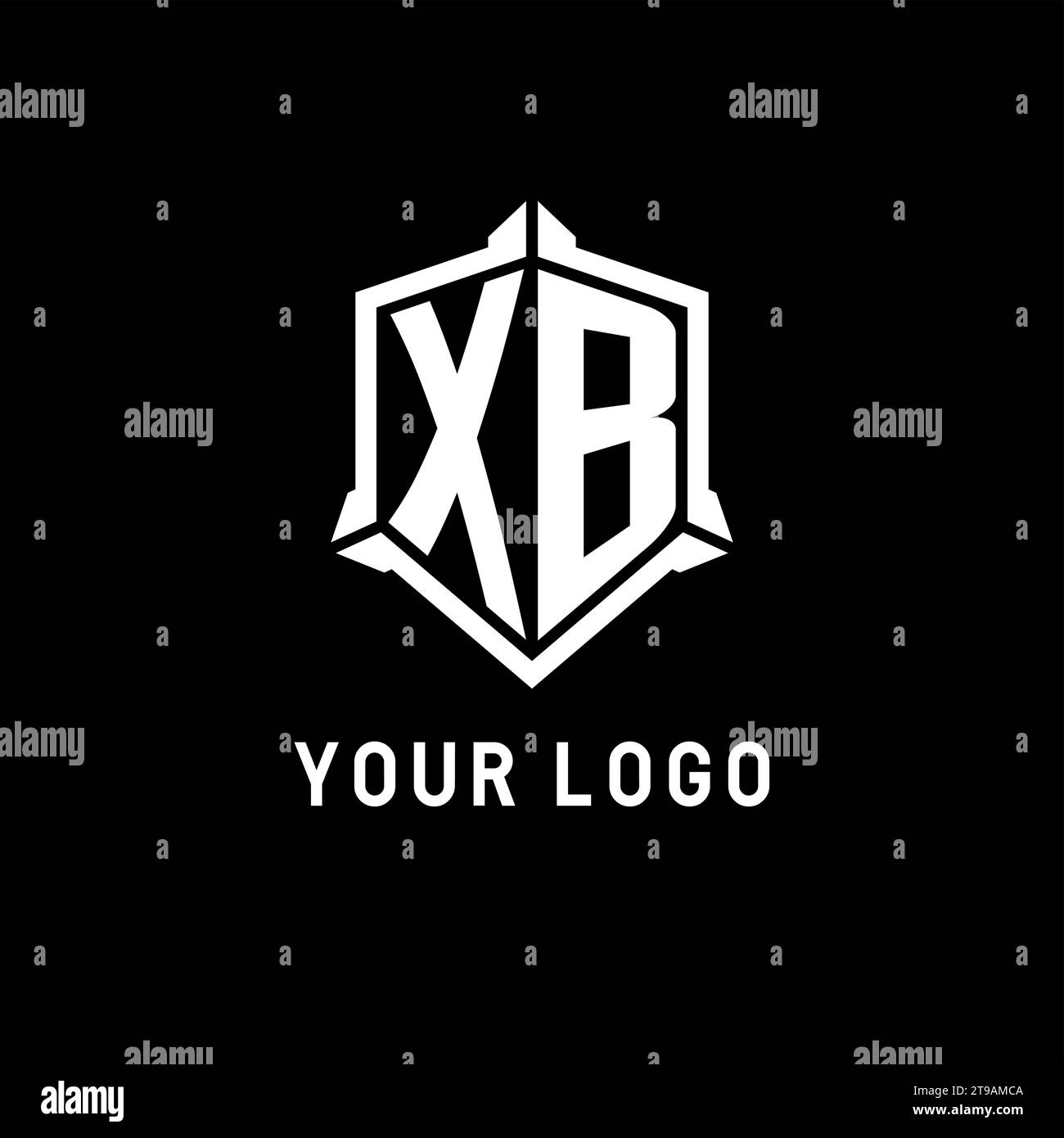 XB logo initial with shield shape design style vector graphic Stock ...