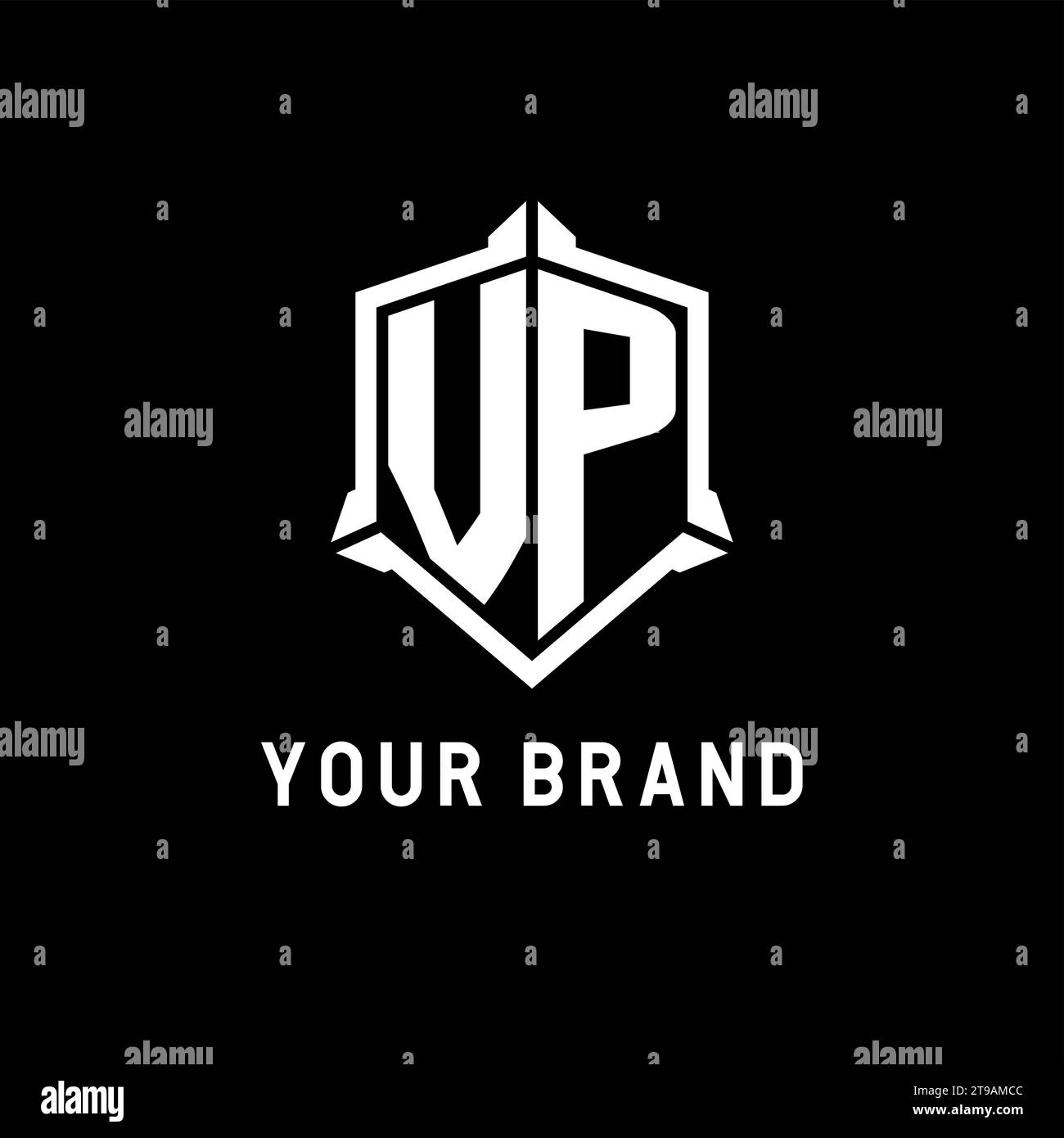 VP logo initial with shield shape design style vector graphic Stock ...