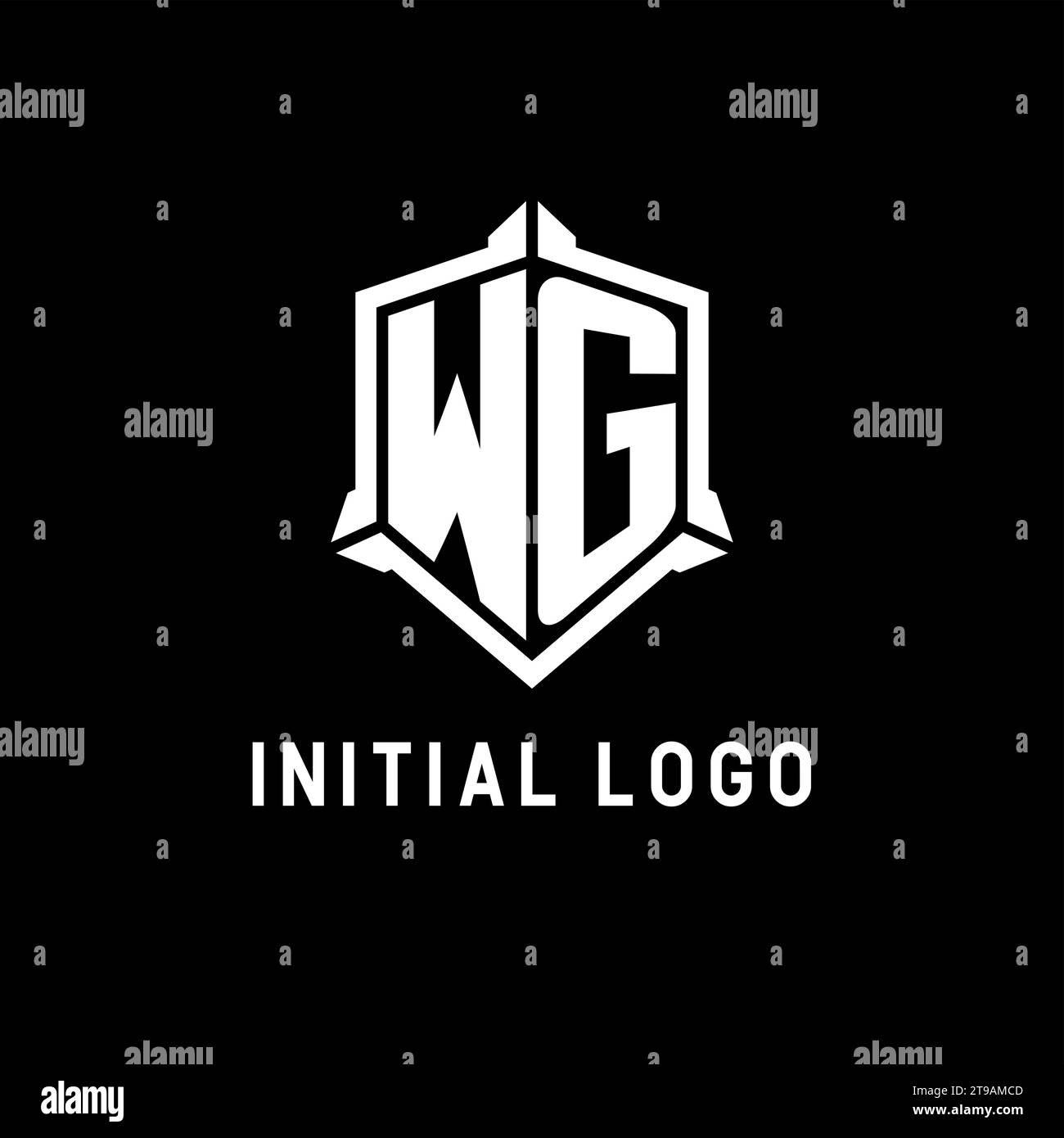WG logo initial with shield shape design style vector graphic Stock ...