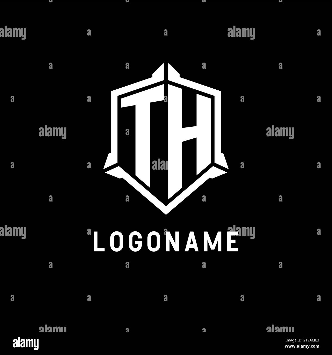 TH logo initial with shield shape design style vector graphic Stock ...