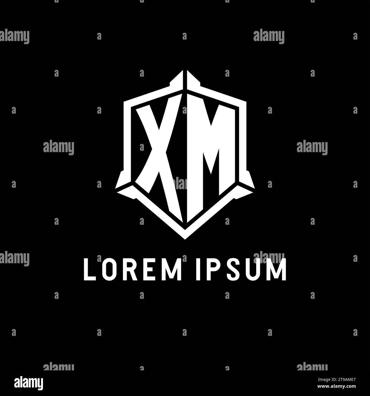 XM logo initial with shield shape design style vector graphic Stock ...