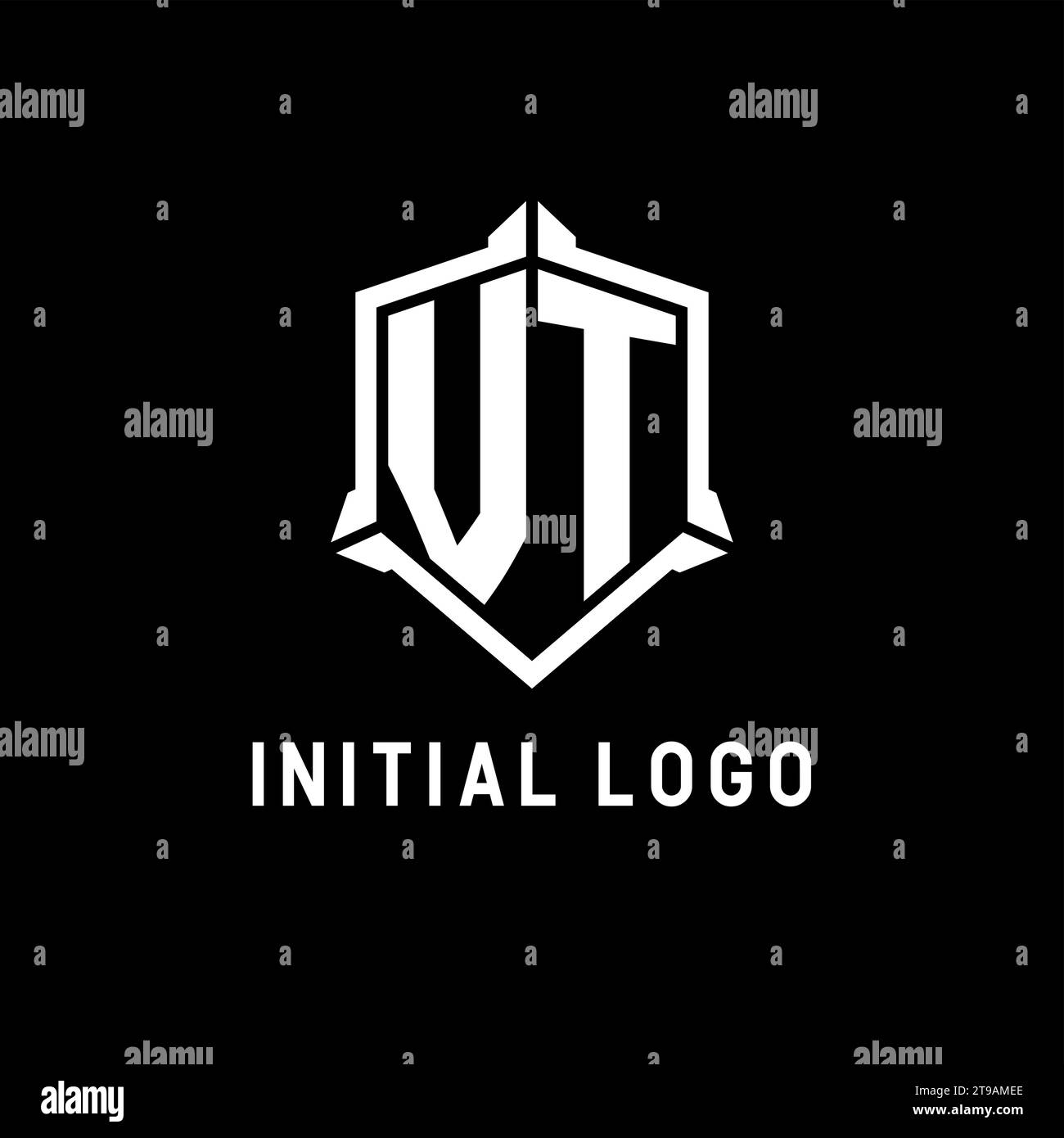 VT logo initial with shield shape design style vector graphic Stock ...