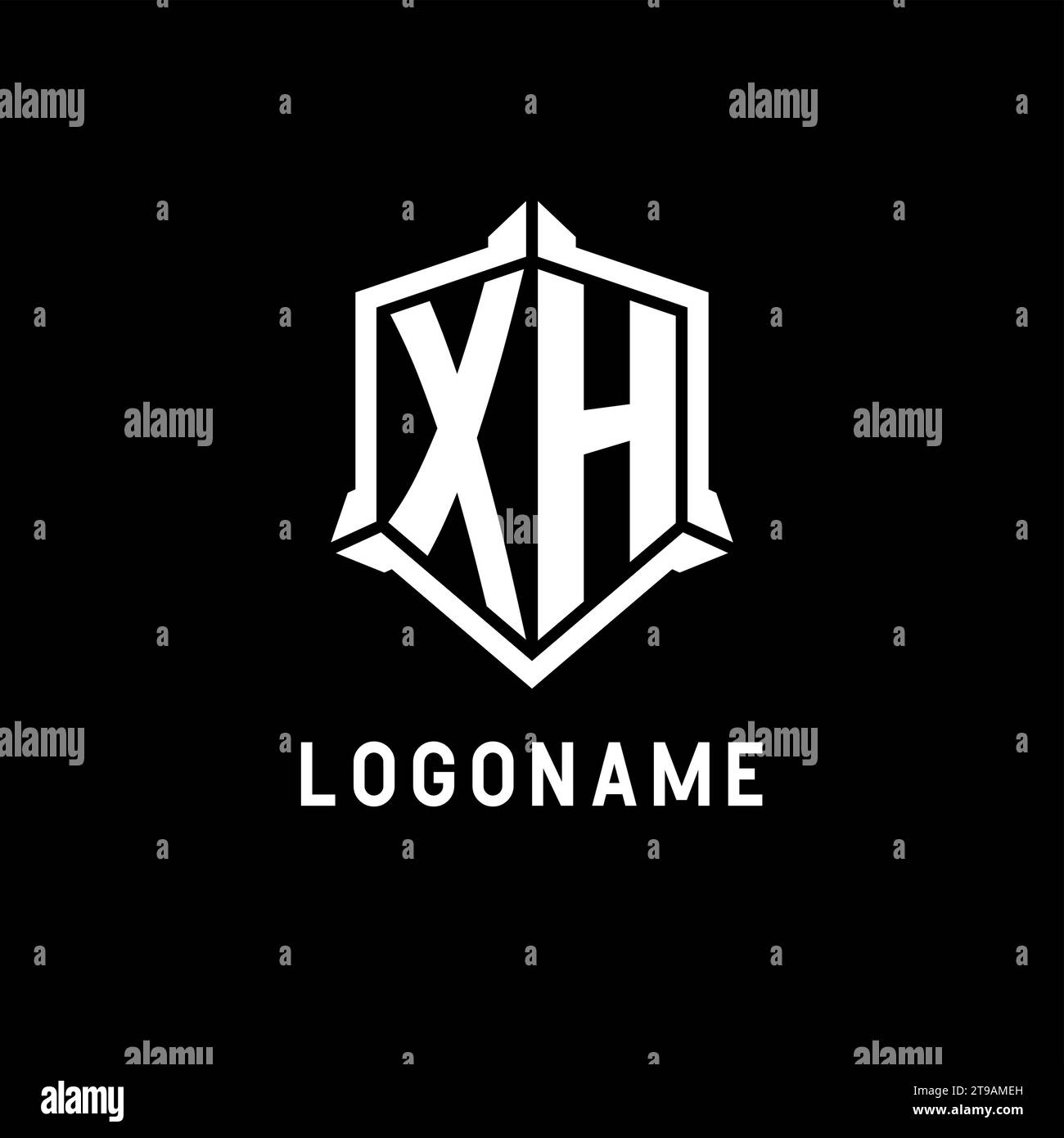XH logo initial with shield shape design style vector graphic Stock ...