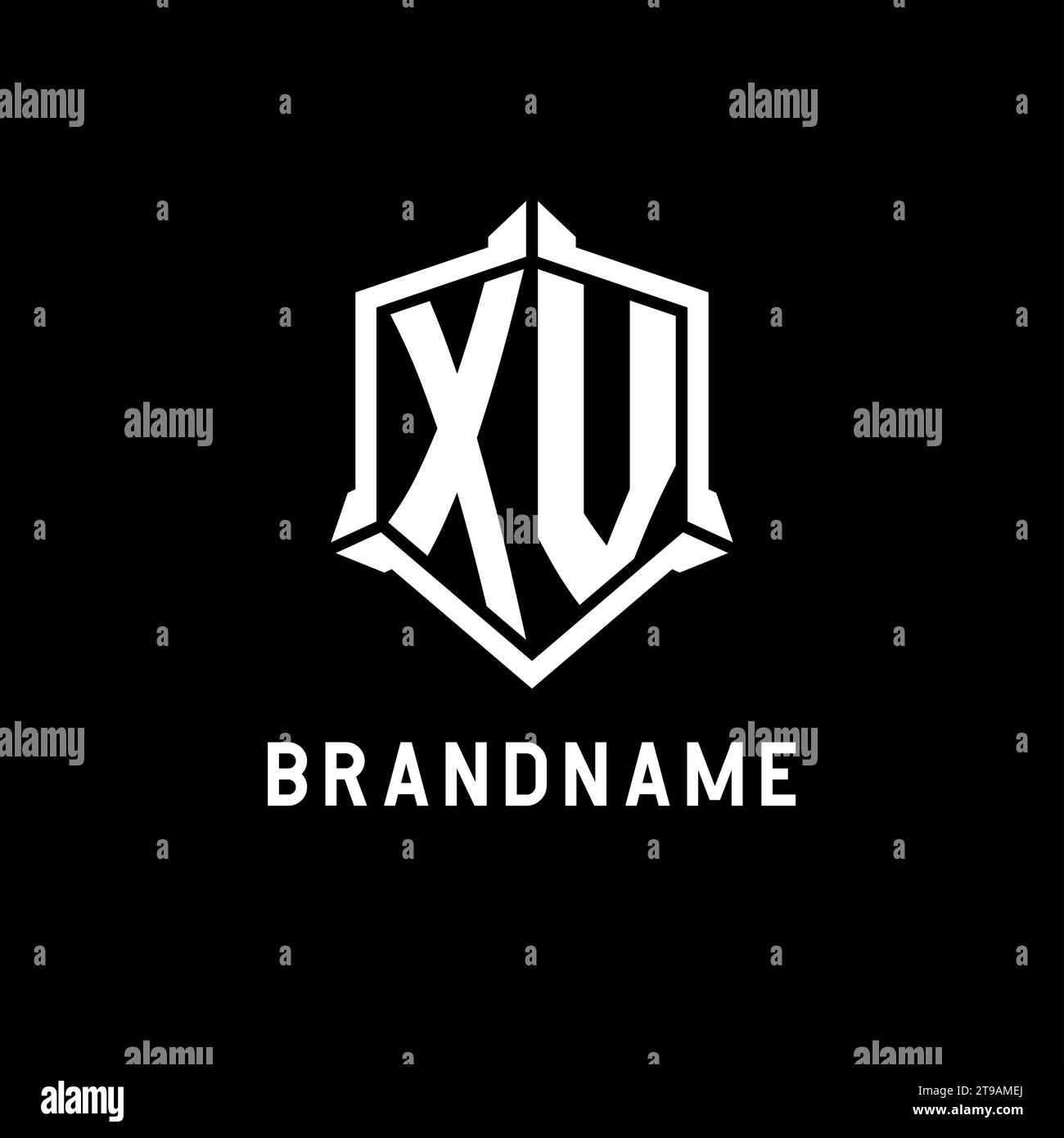 XV logo initial with shield shape design style vector graphic Stock ...