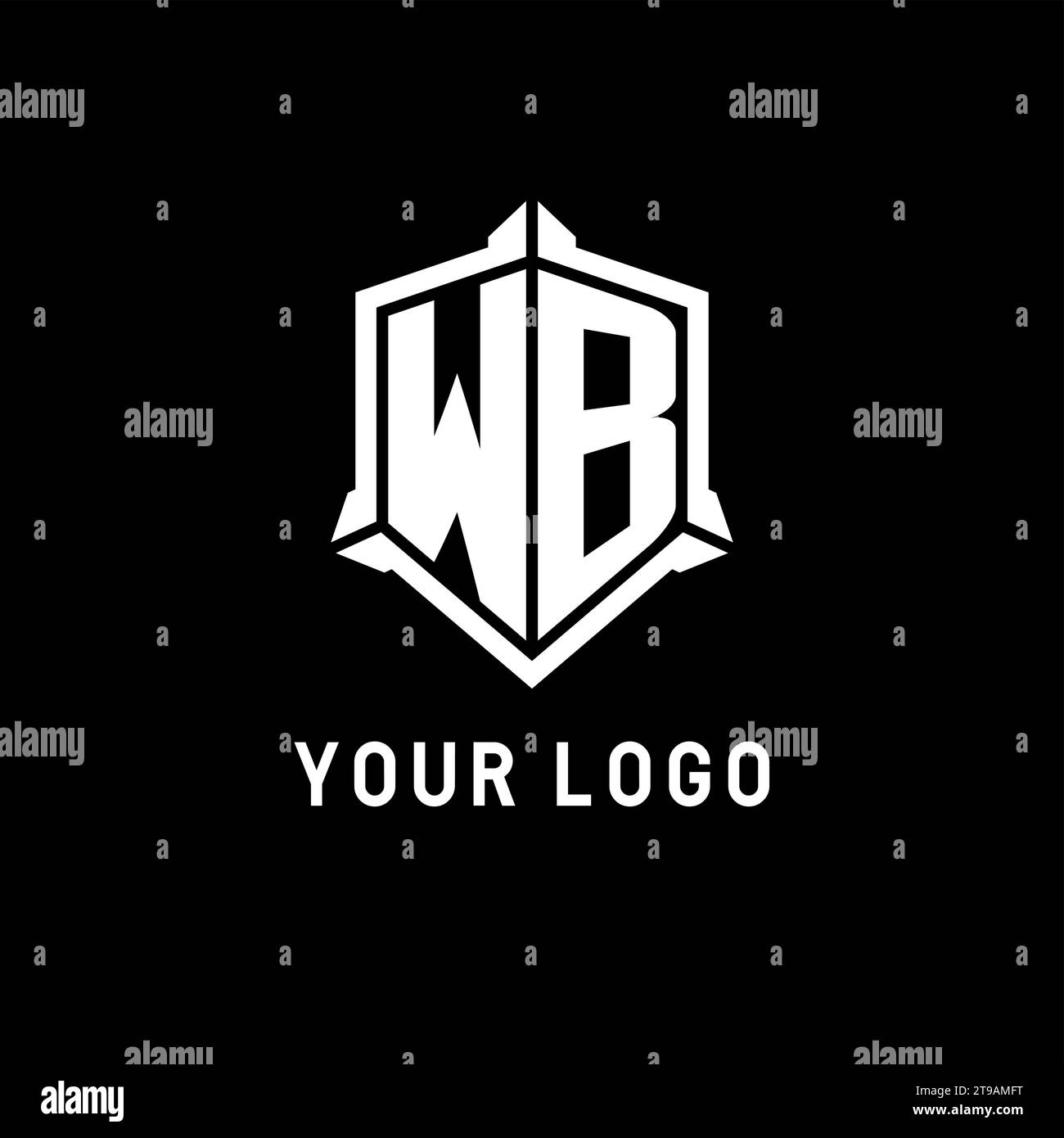 WB logo initial with shield shape design style vector graphic Stock ...