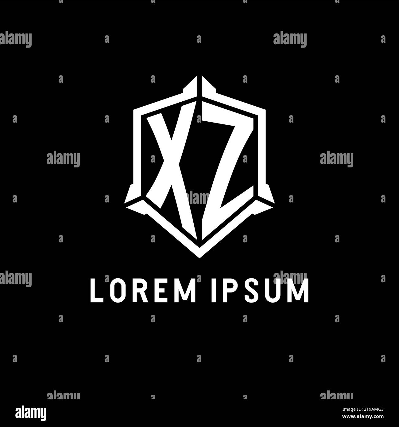 XZ logo initial with shield shape design style vector graphic Stock ...