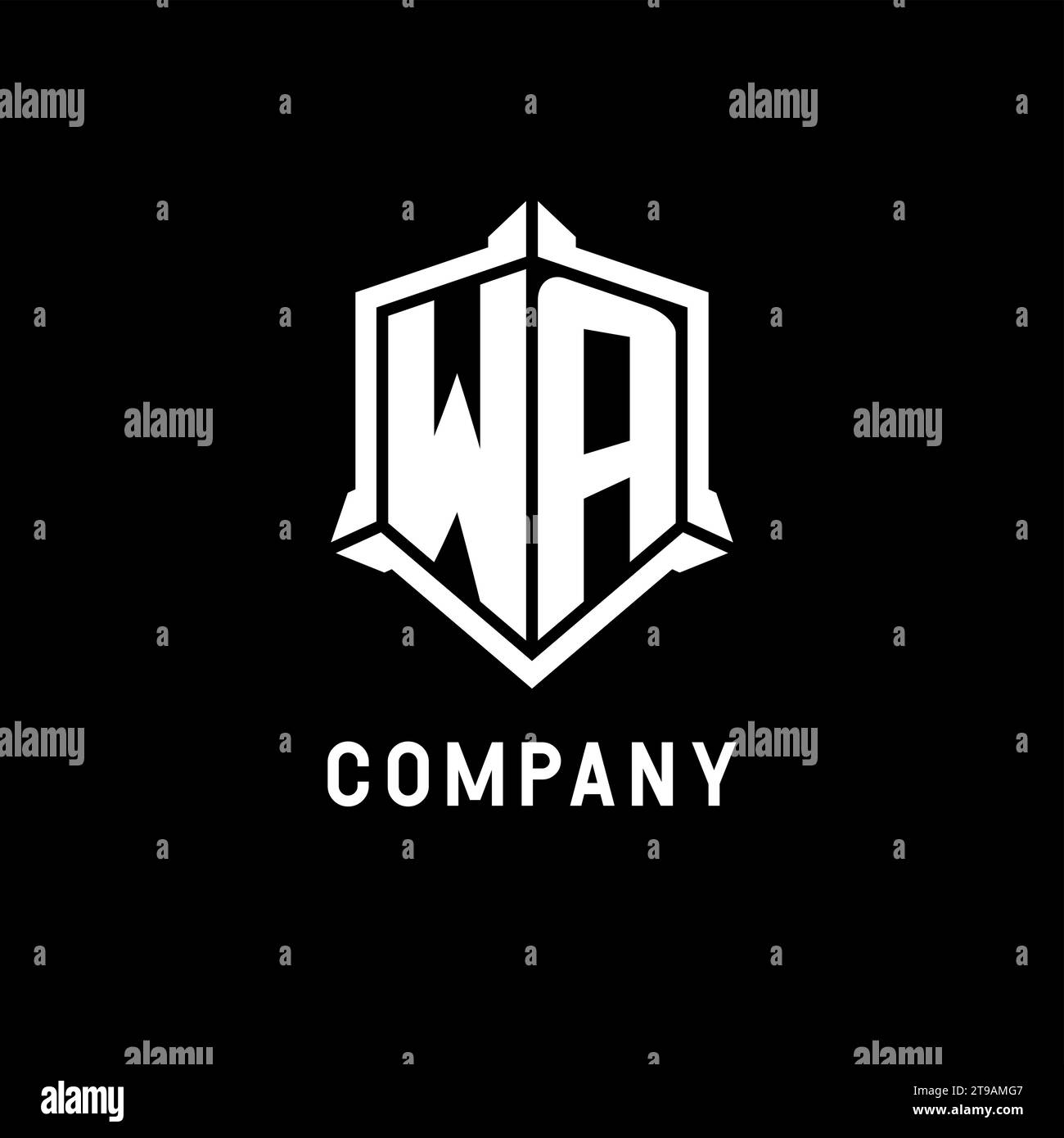 WA logo initial with shield shape design style vector graphic Stock ...