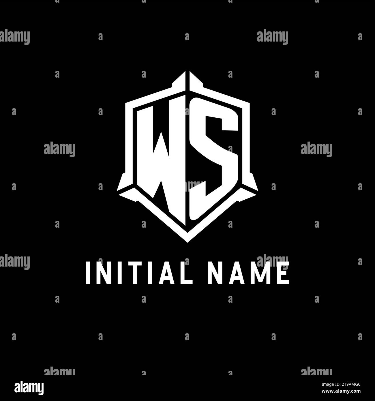 WS logo initial with shield shape design style vector graphic Stock ...