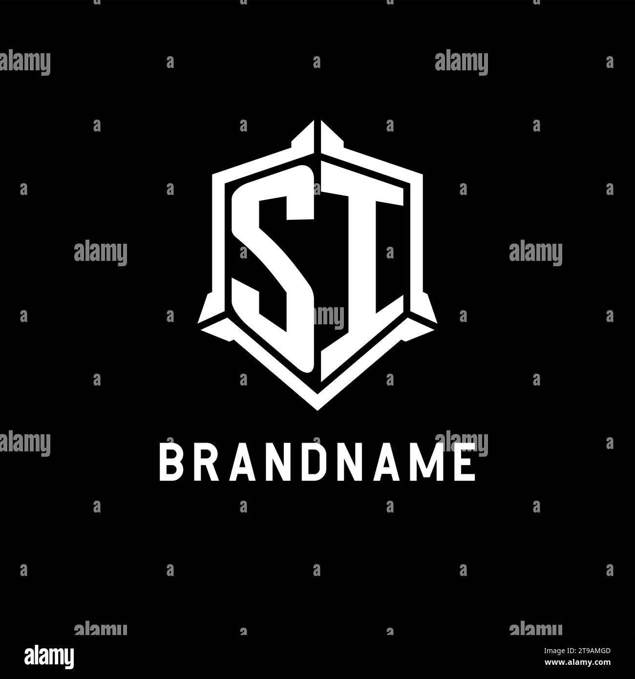 SI logo initial with shield shape design style vector graphic Stock ...