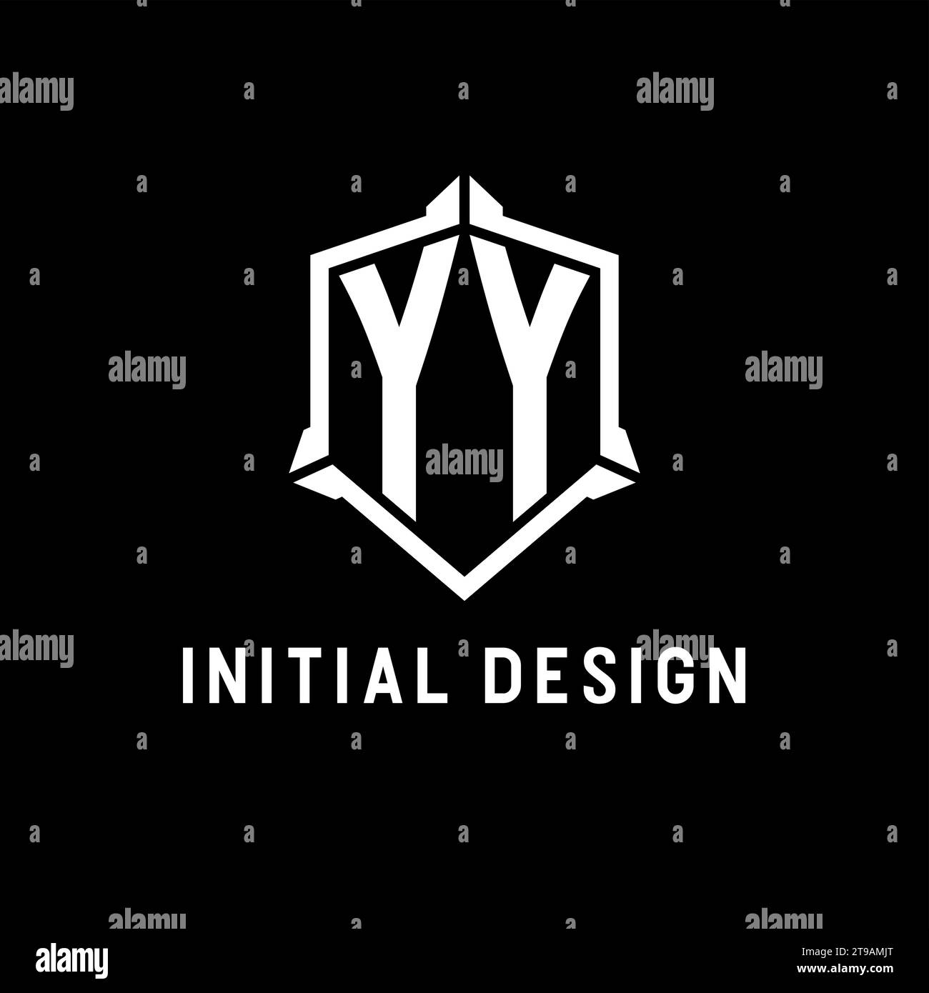 YY logo initial with shield shape design style vector graphic Stock ...