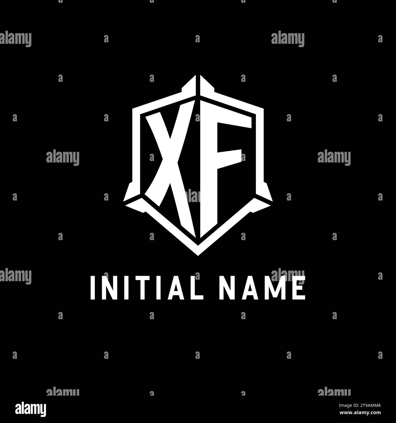 XF logo initial with shield shape design style vector graphic Stock ...