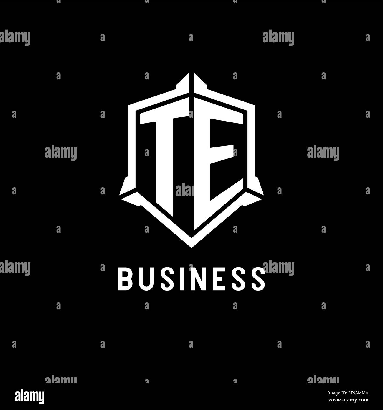 TE logo initial with shield shape design style vector graphic Stock ...