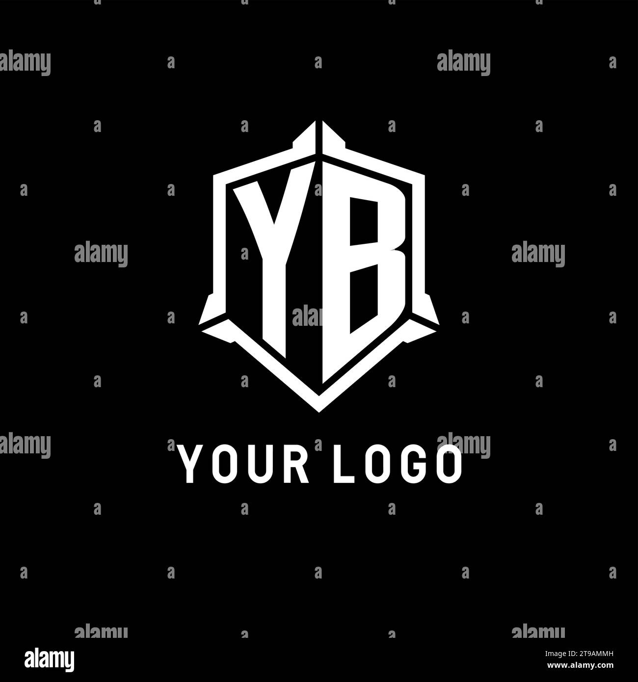 YB logo initial with shield shape design style vector graphic Stock ...