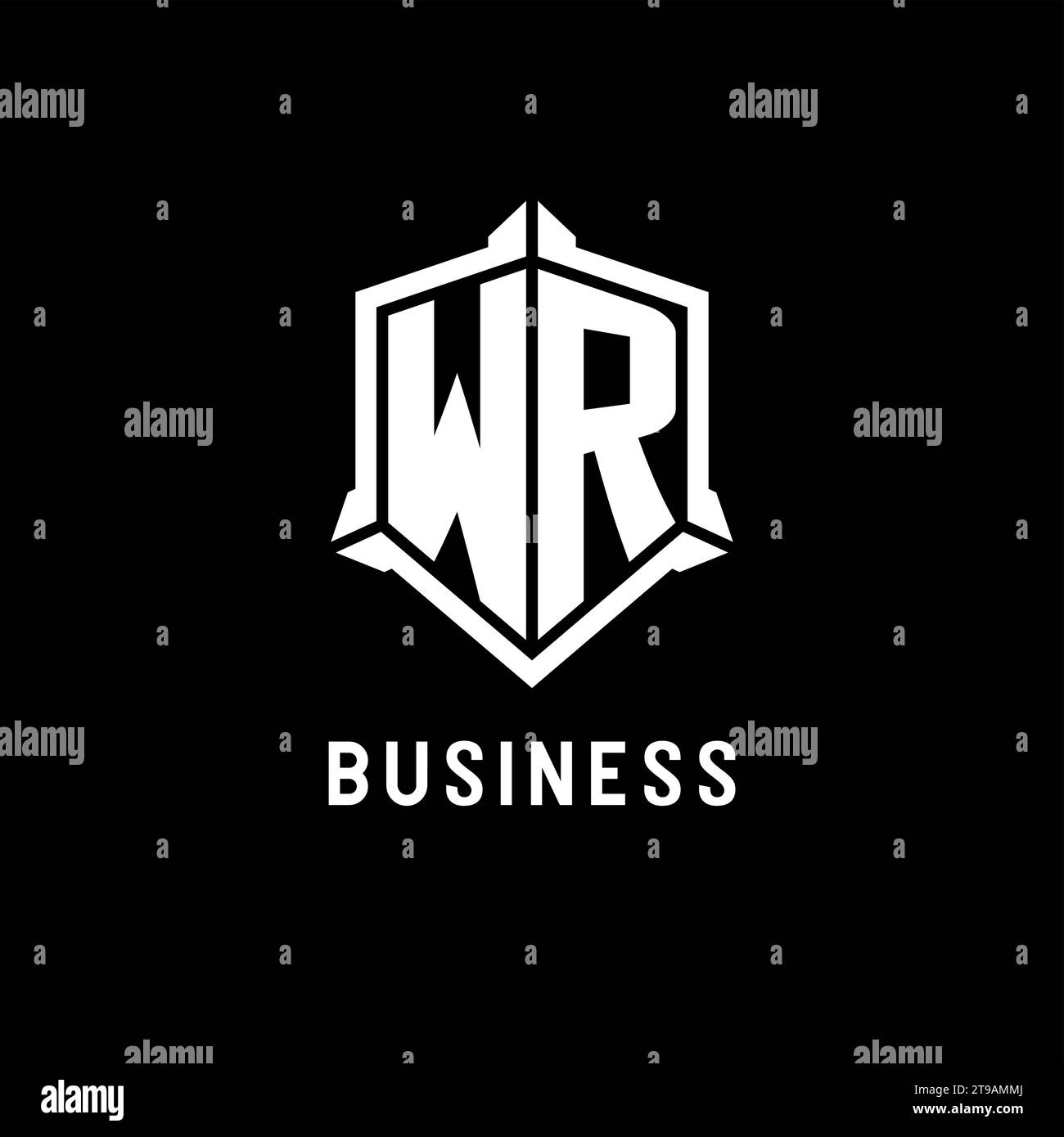 WR logo initial with shield shape design style vector graphic Stock ...