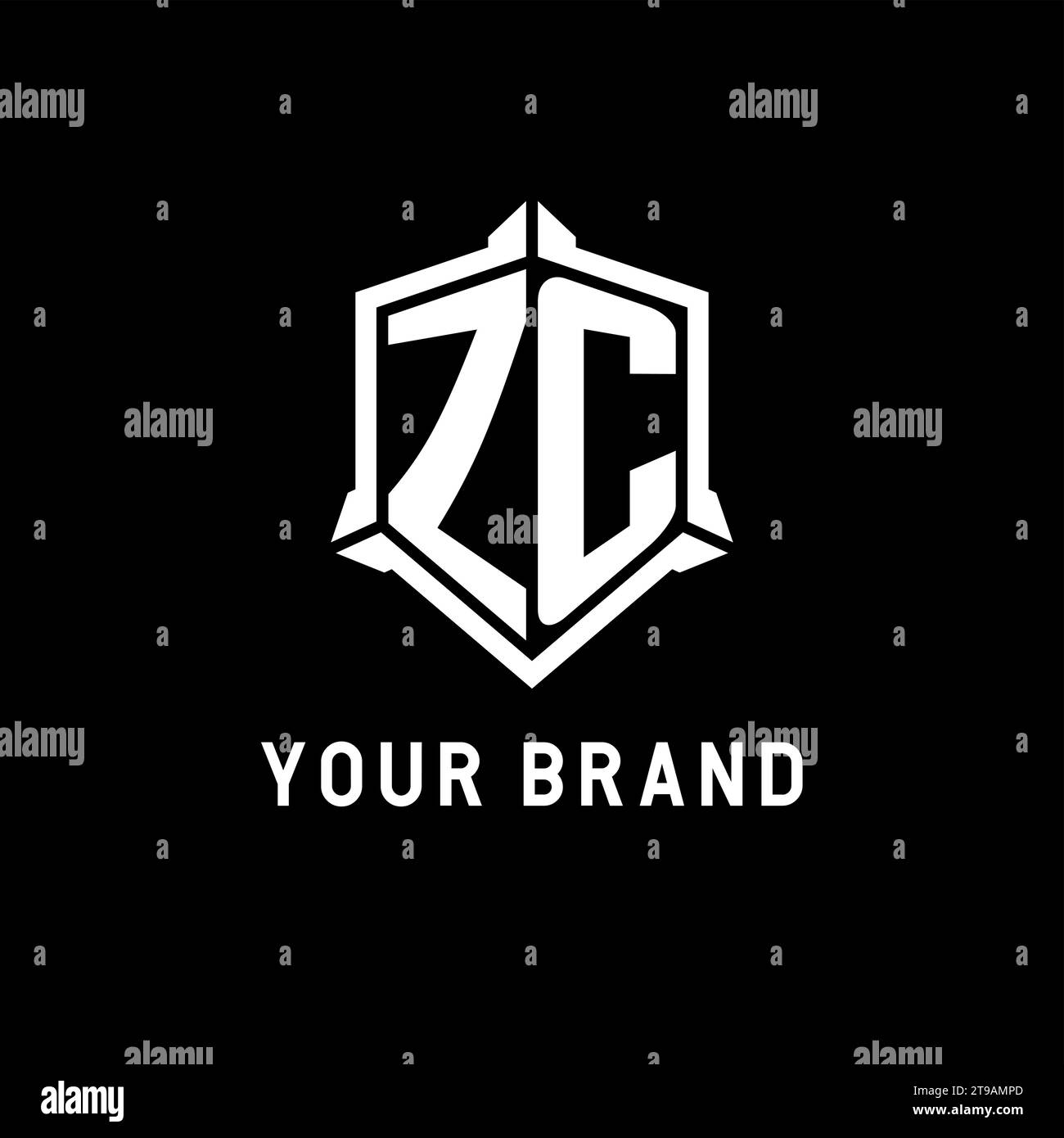 ZC logo initial with shield shape design style vector graphic Stock Vector Image & Art - Alamy