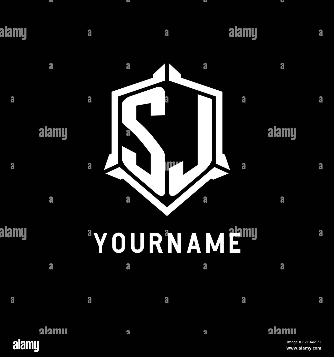 SJ logo initial with shield shape design style vector graphic Stock ...