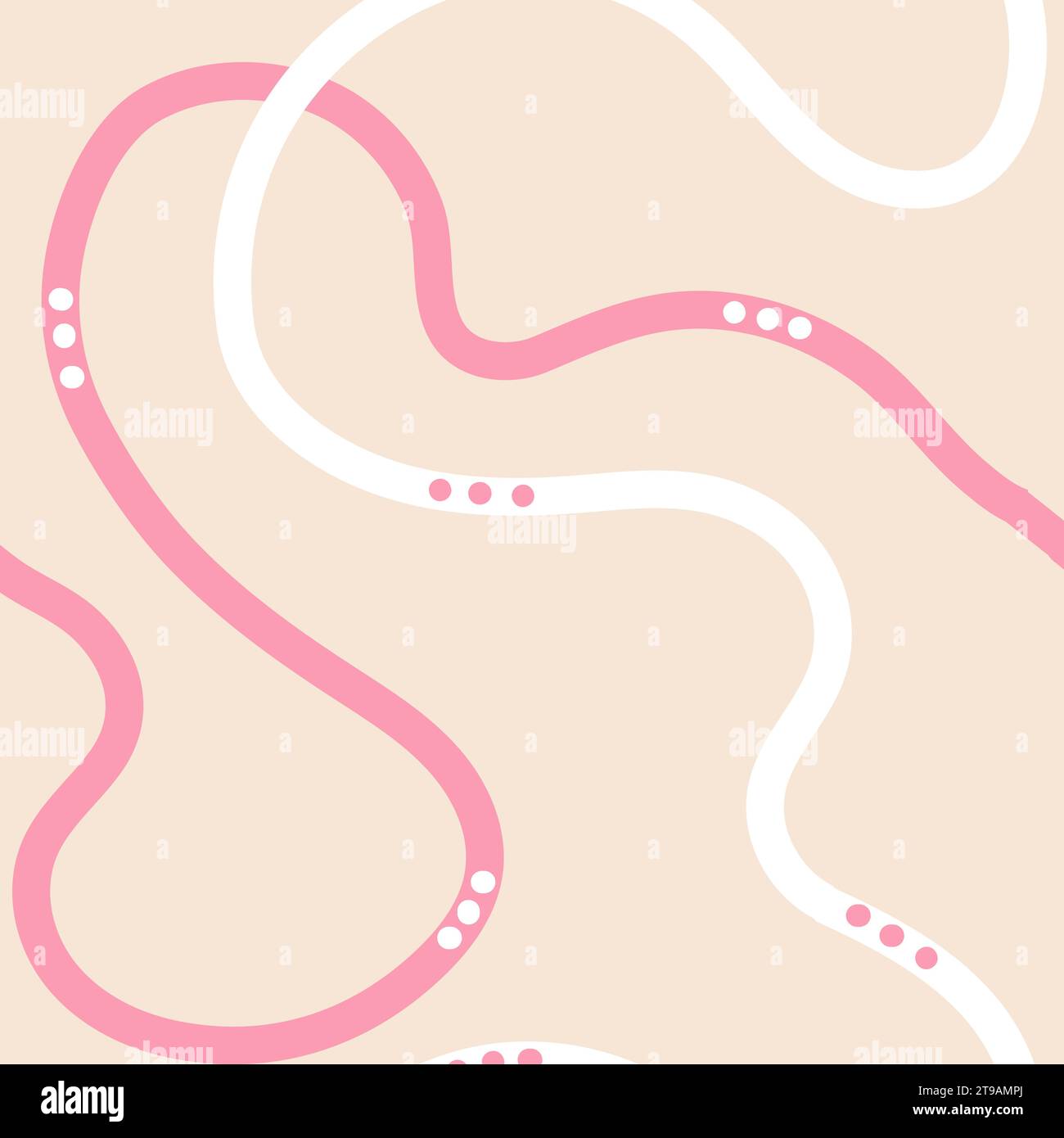 Naive seamless squiggle pattern with bright pink and white wavy lines ...