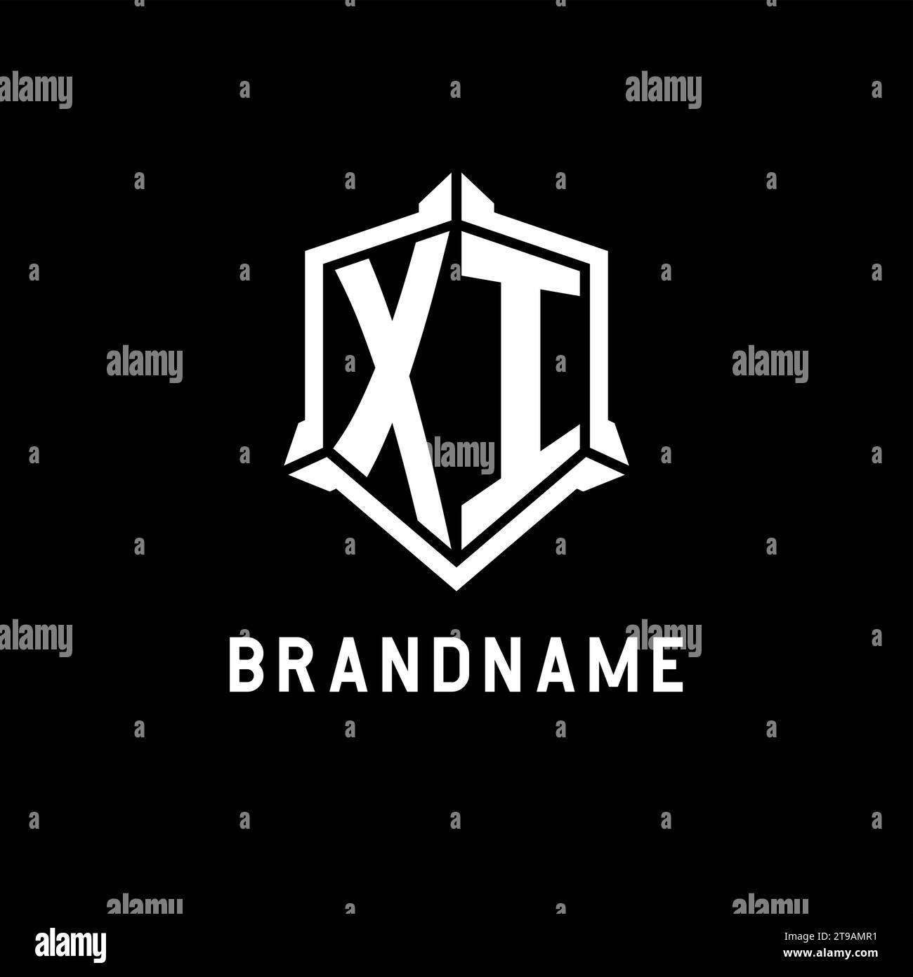 XI logo initial with shield shape design style vector graphic Stock ...