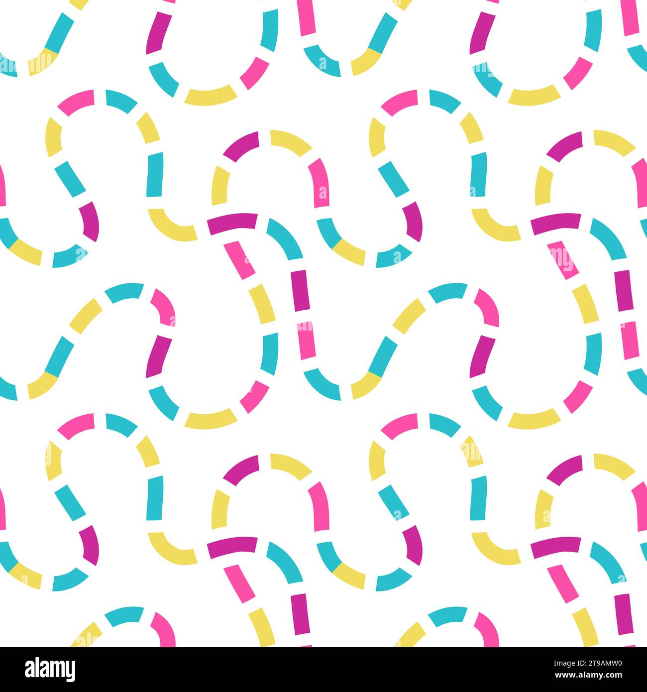 Naive seamless squiggle pattern with bright pink and purple wavy lines ...