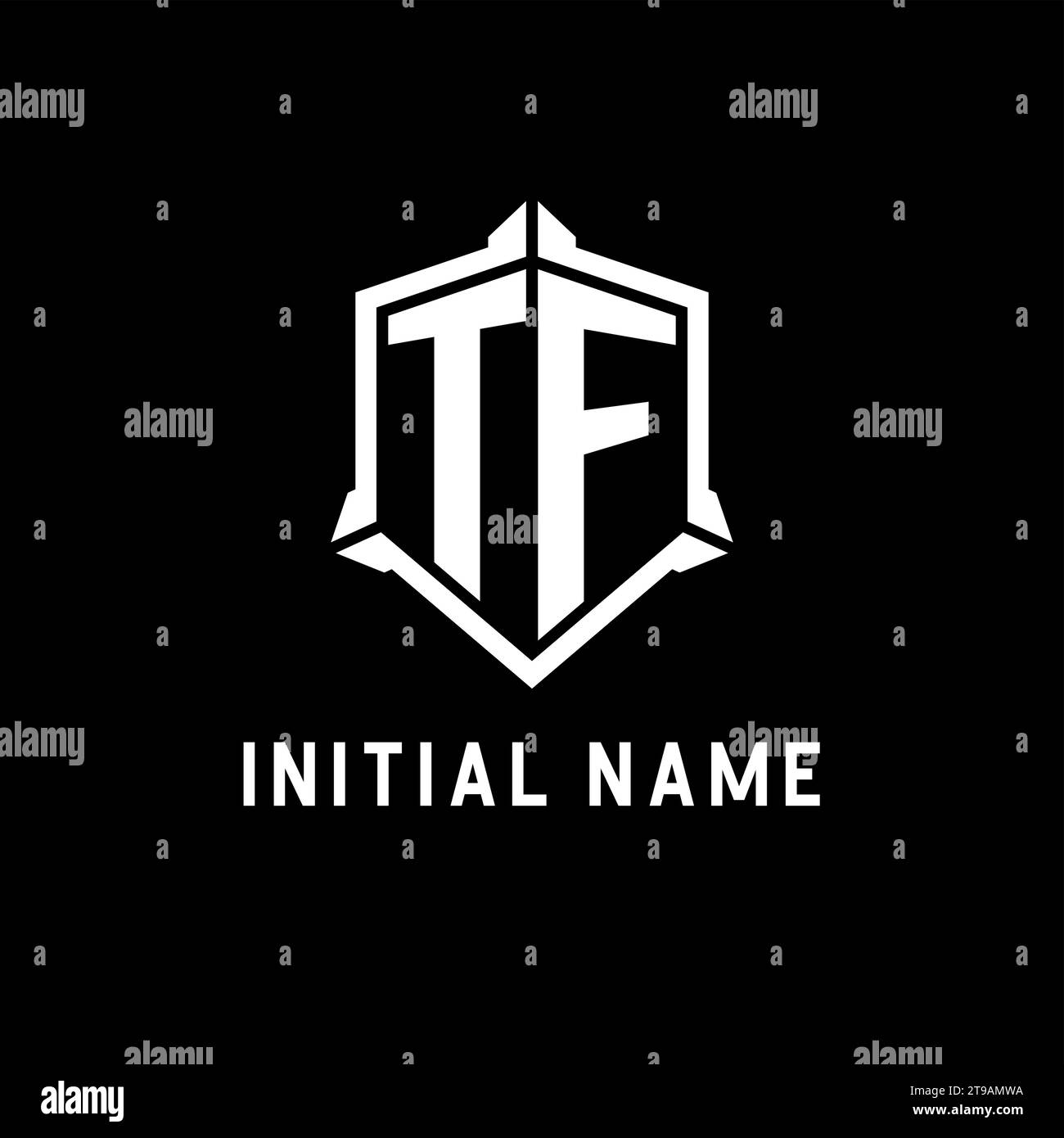 TF logo initial with shield shape design style vector graphic Stock ...
