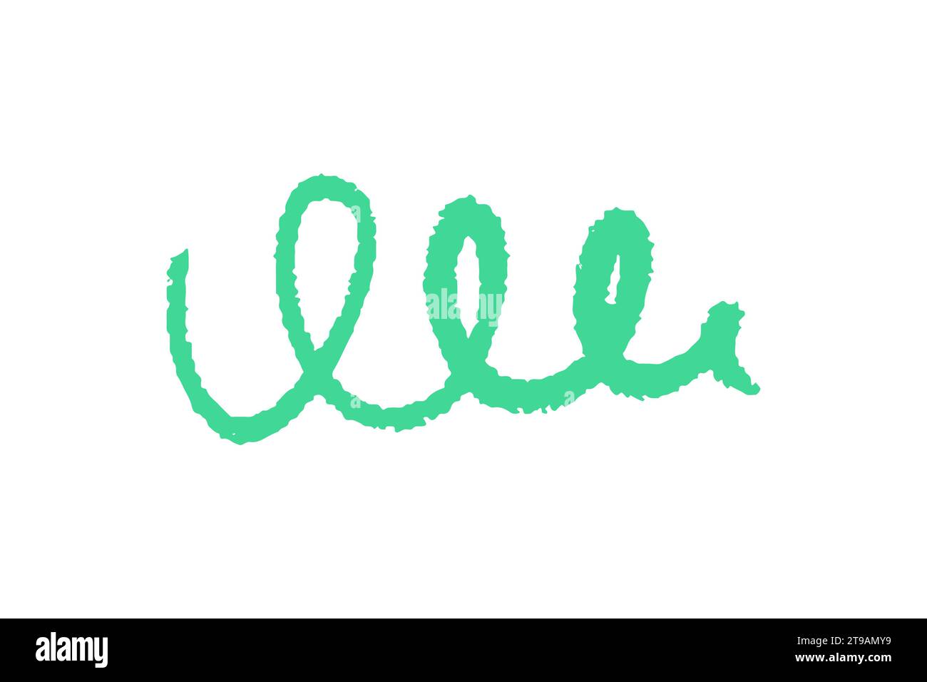 crayon emphasis underline. Hand drawn green charcoal curly lines ...