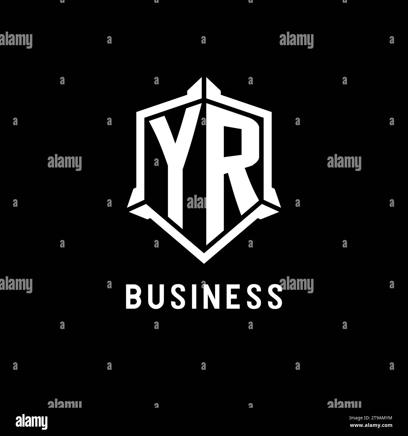 YR logo initial with shield shape design style vector graphic Stock ...