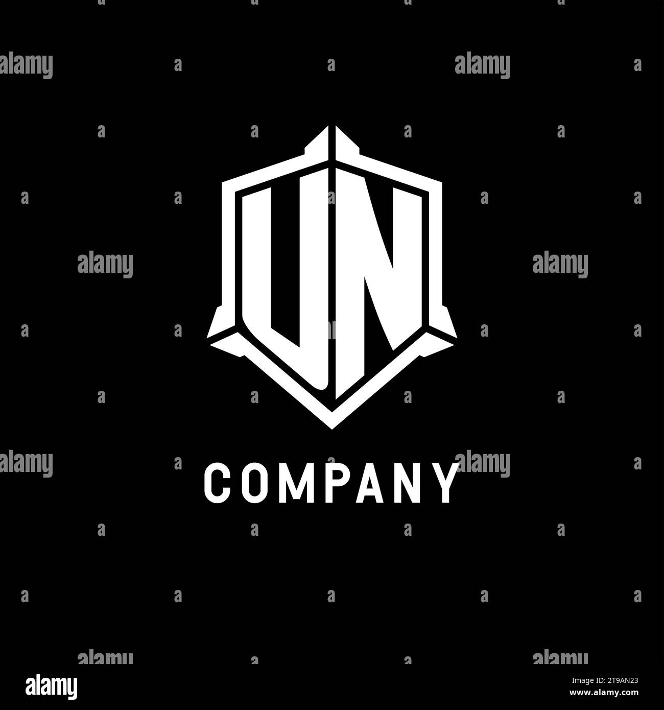 UN logo initial with shield shape design style vector graphic Stock ...