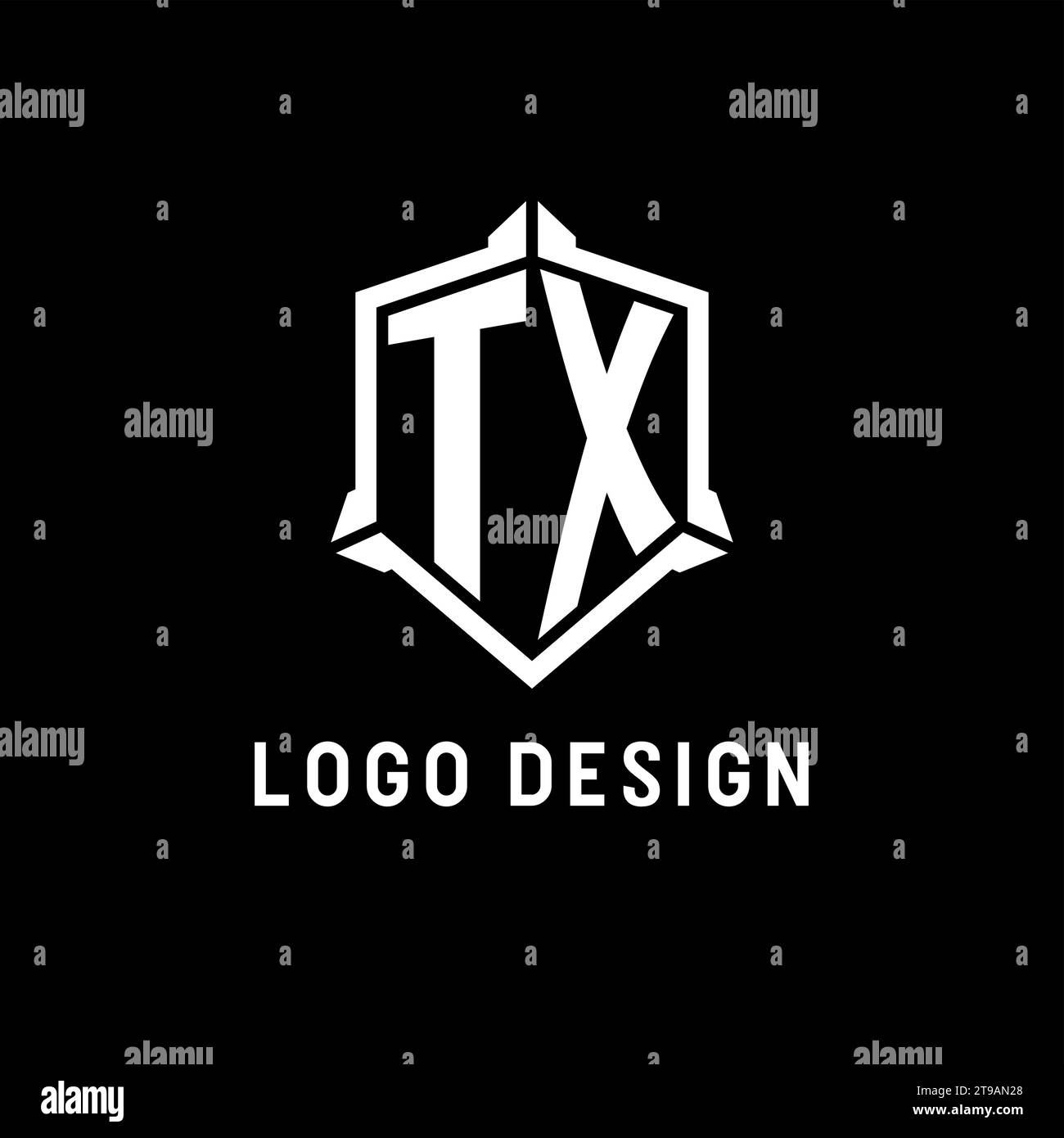 TX logo initial with shield shape design style vector graphic Stock ...