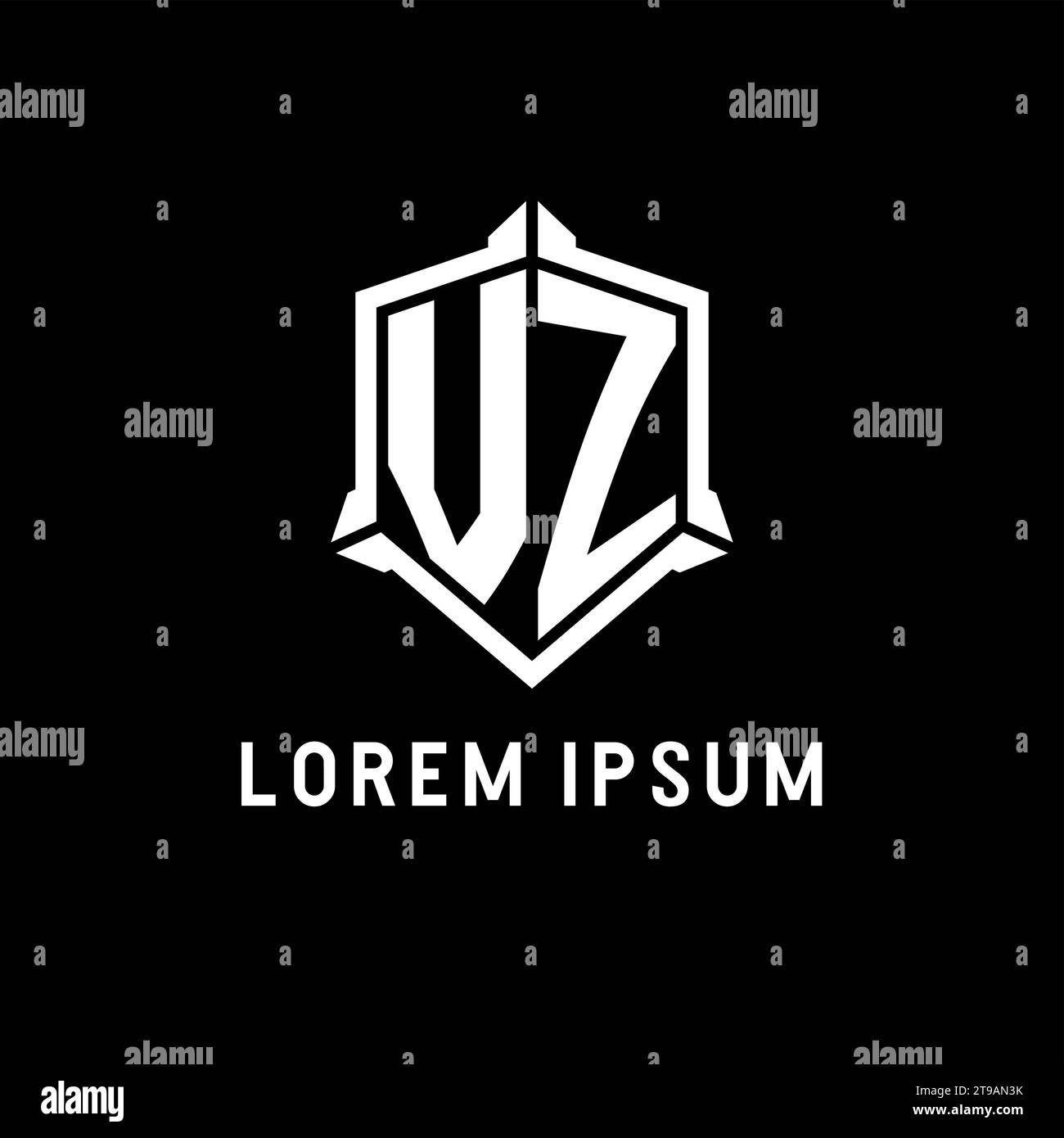 VZ logo initial with shield shape design style vector graphic Stock ...