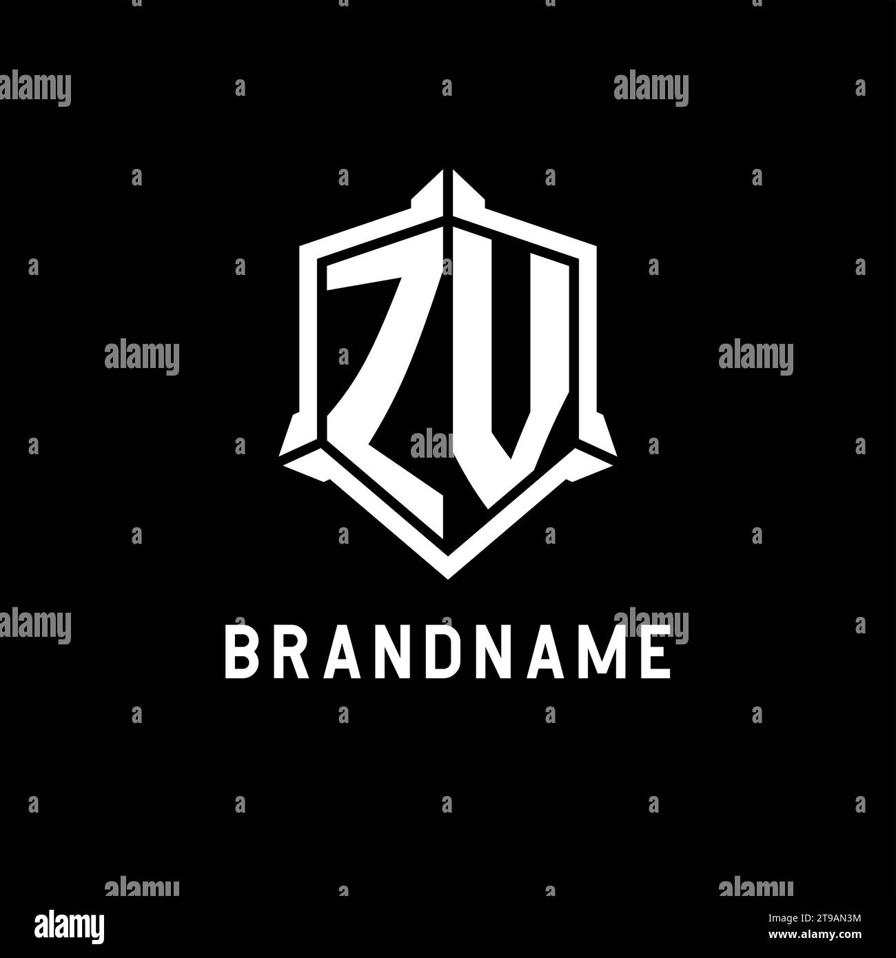 ZV logo initial with shield shape design style vector graphic Stock ...