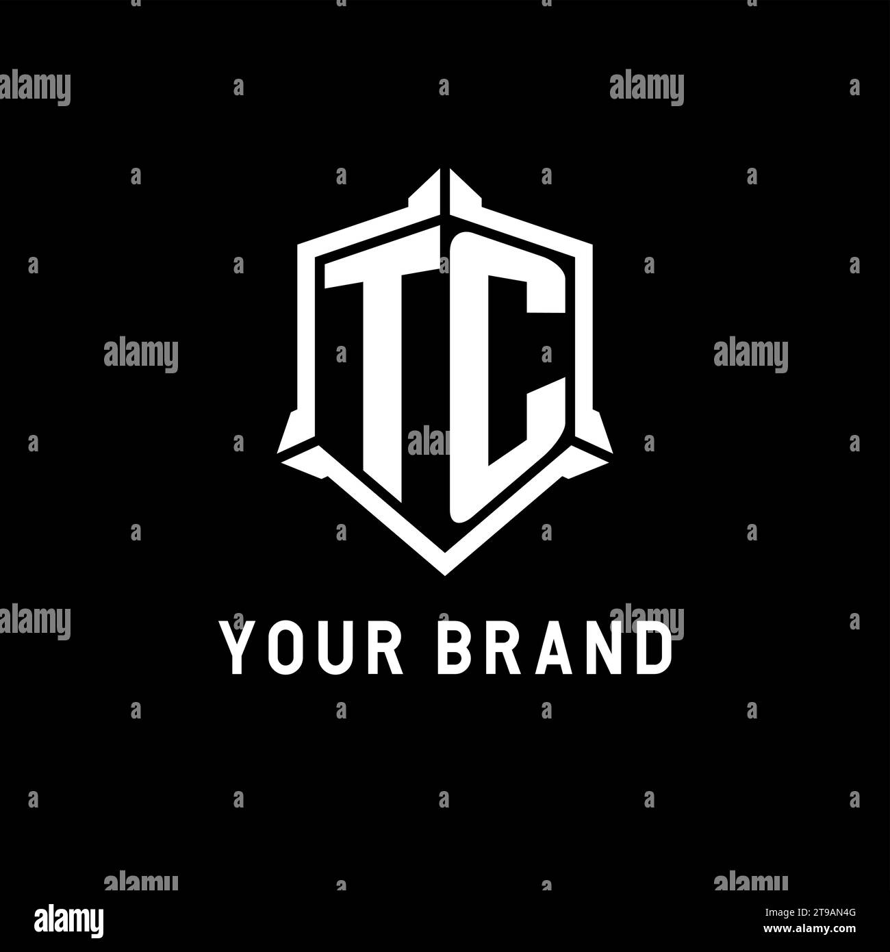 TC logo initial with shield shape design style vector graphic Stock ...