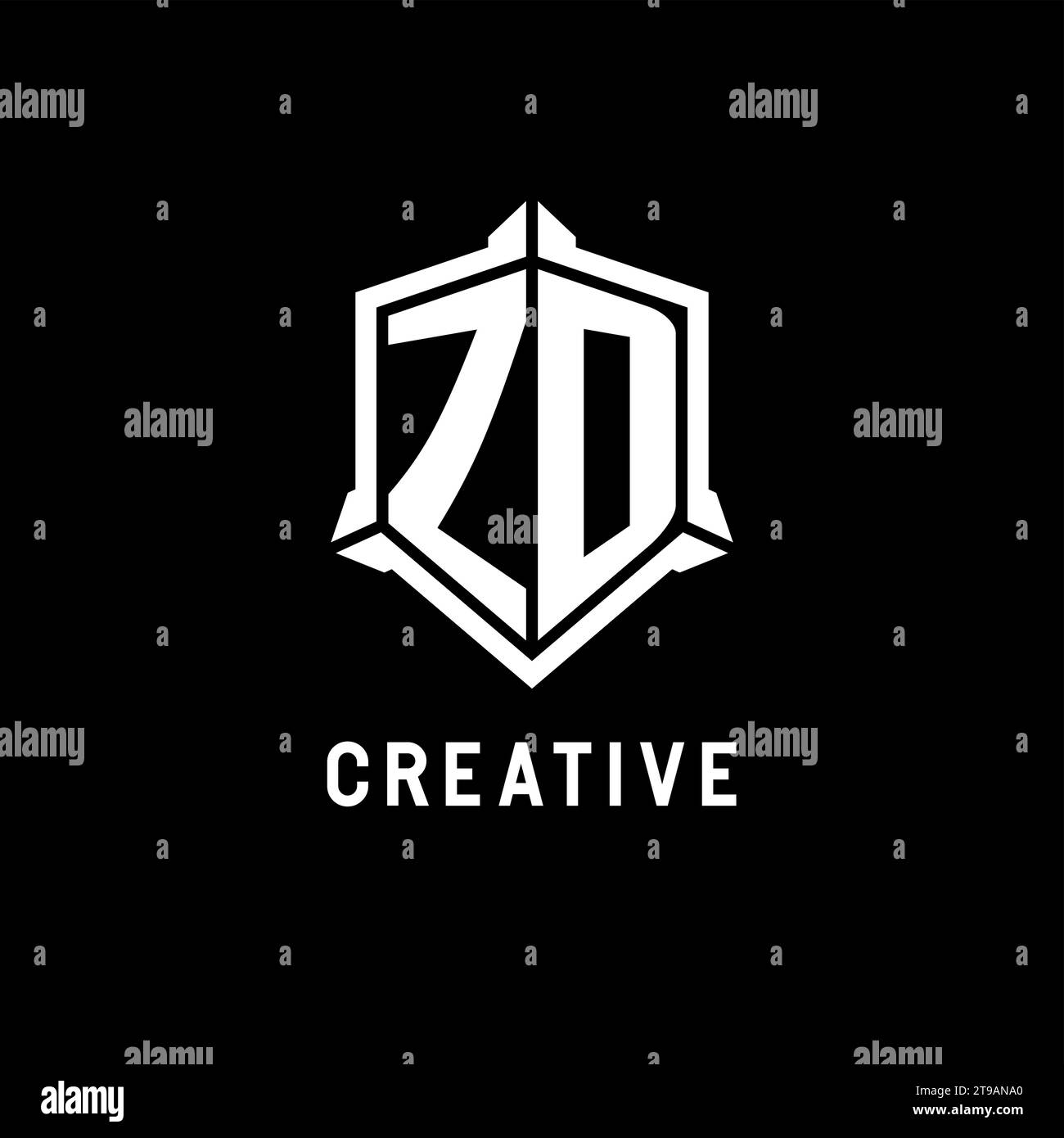 ZD logo initial with shield shape design style vector graphic Stock ...