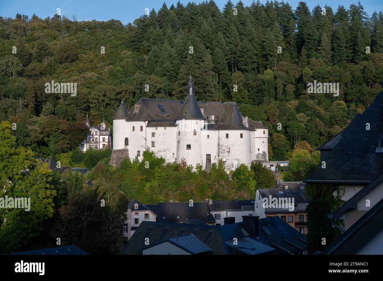 Views of Clervaux commune with town status in northern Luxembourg and ...