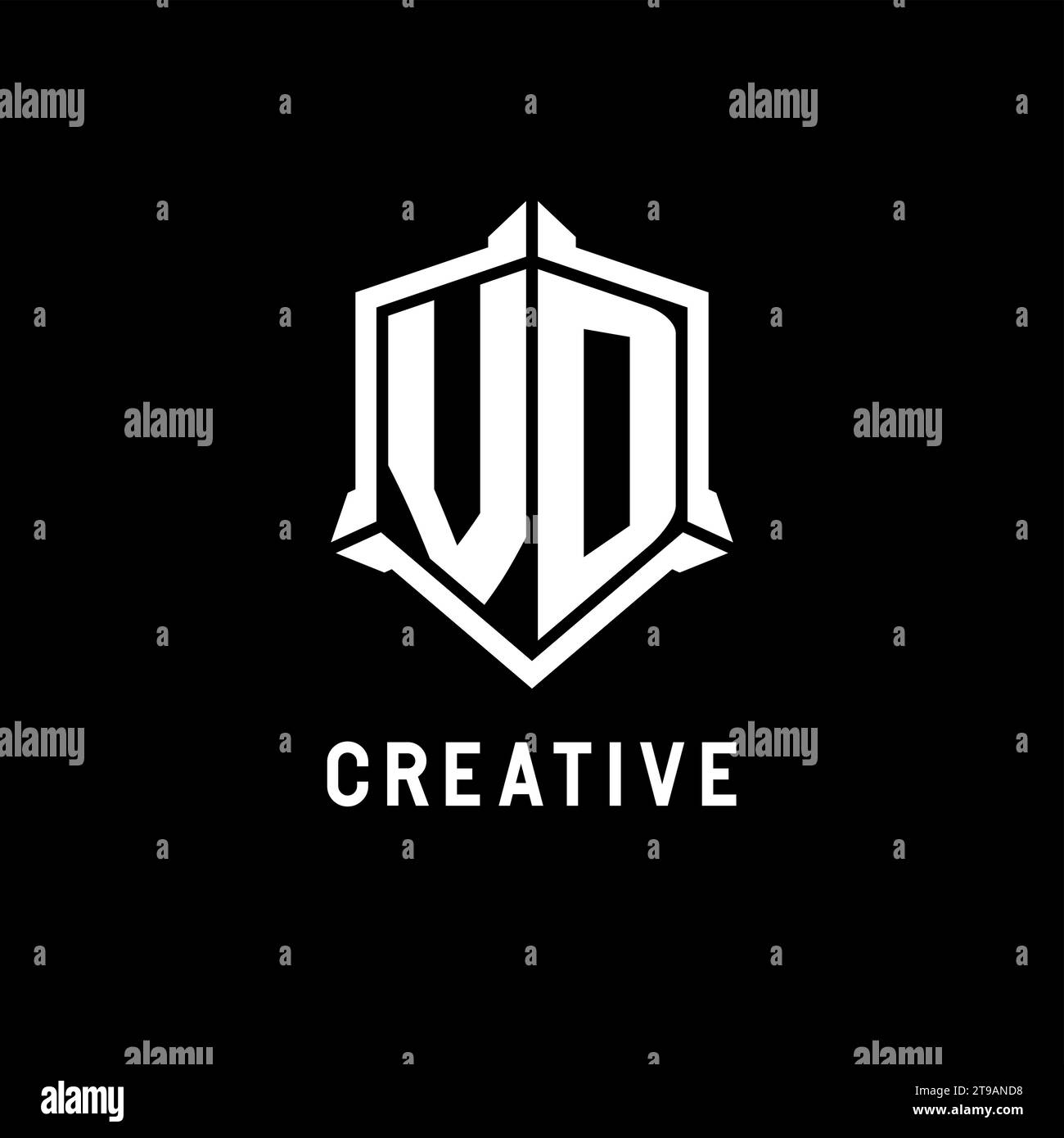 VD logo initial with shield shape design style vector graphic Stock ...