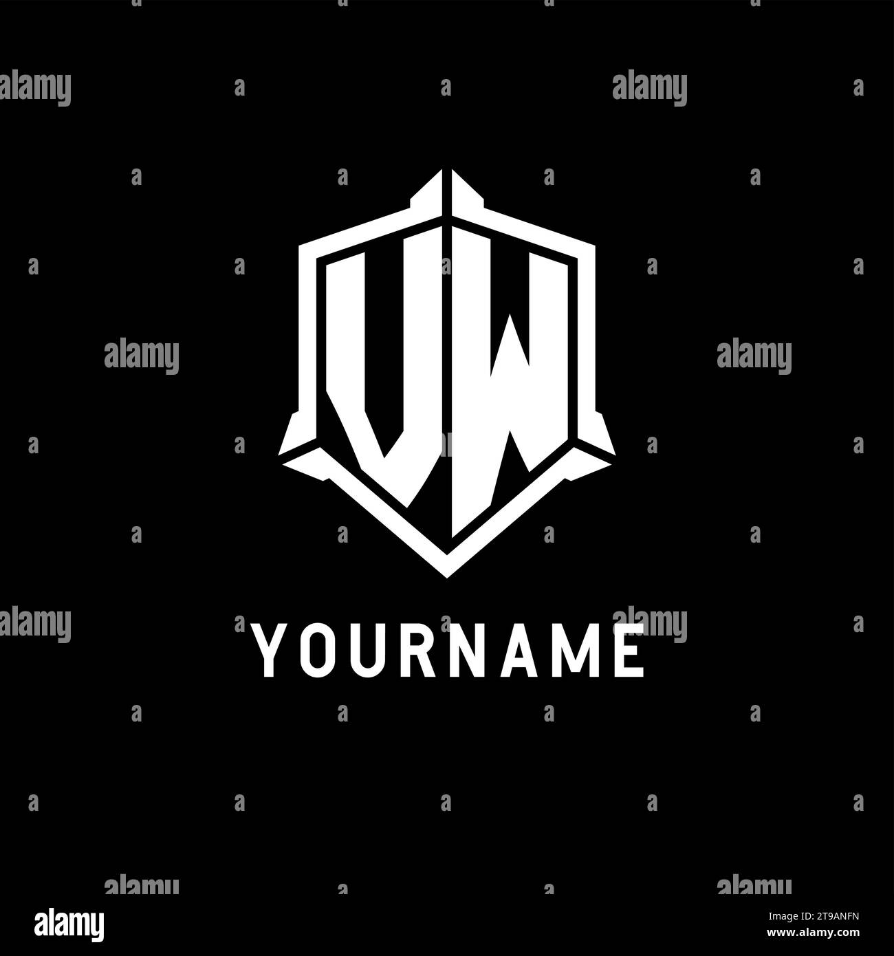 VW logo initial with shield shape design style vector graphic Stock ...