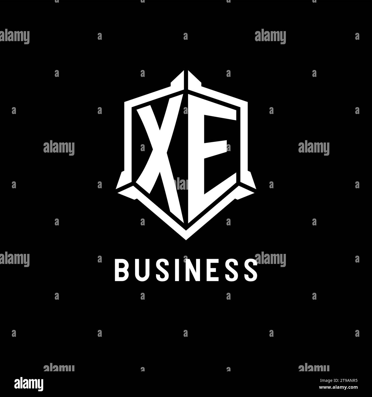 XE logo initial with shield shape design style vector graphic Stock ...