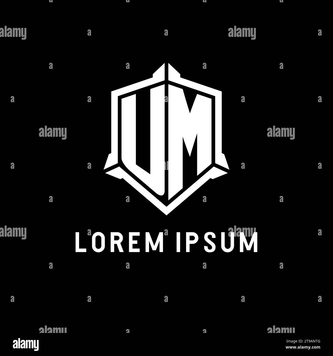 UM logo initial with shield shape design style vector graphic Stock ...