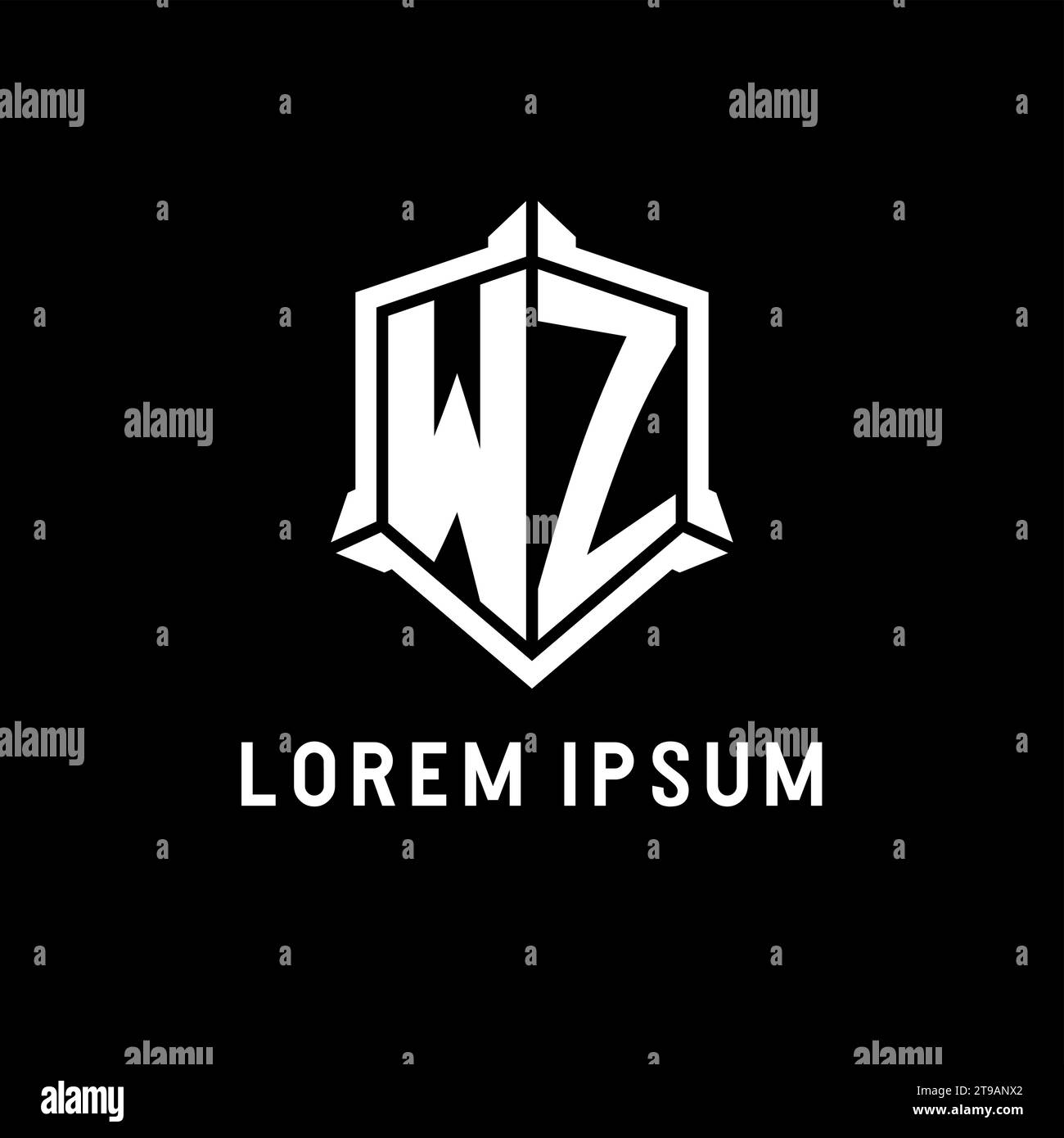 WZ logo initial with shield shape design style vector graphic Stock ...