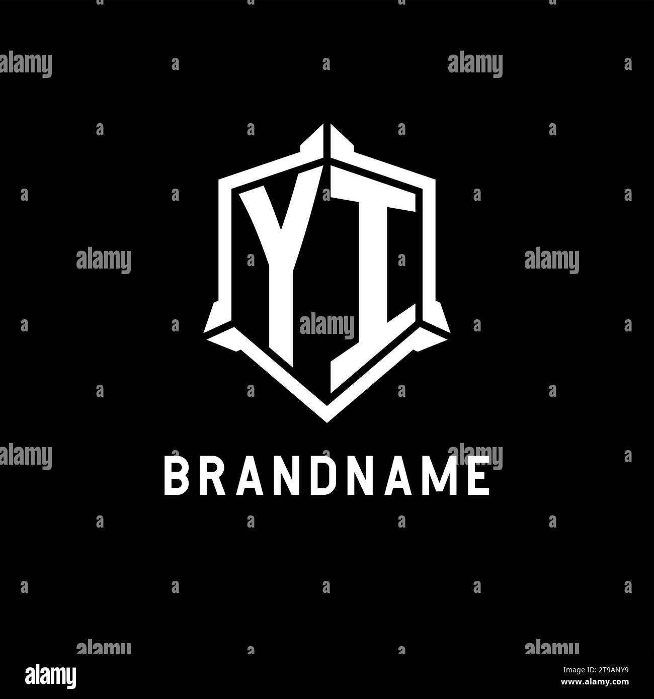 YI logo initial with shield shape design style vector graphic Stock ...