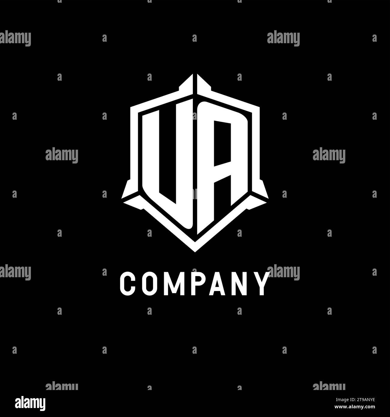 UA logo initial with shield shape design style vector graphic Stock ...