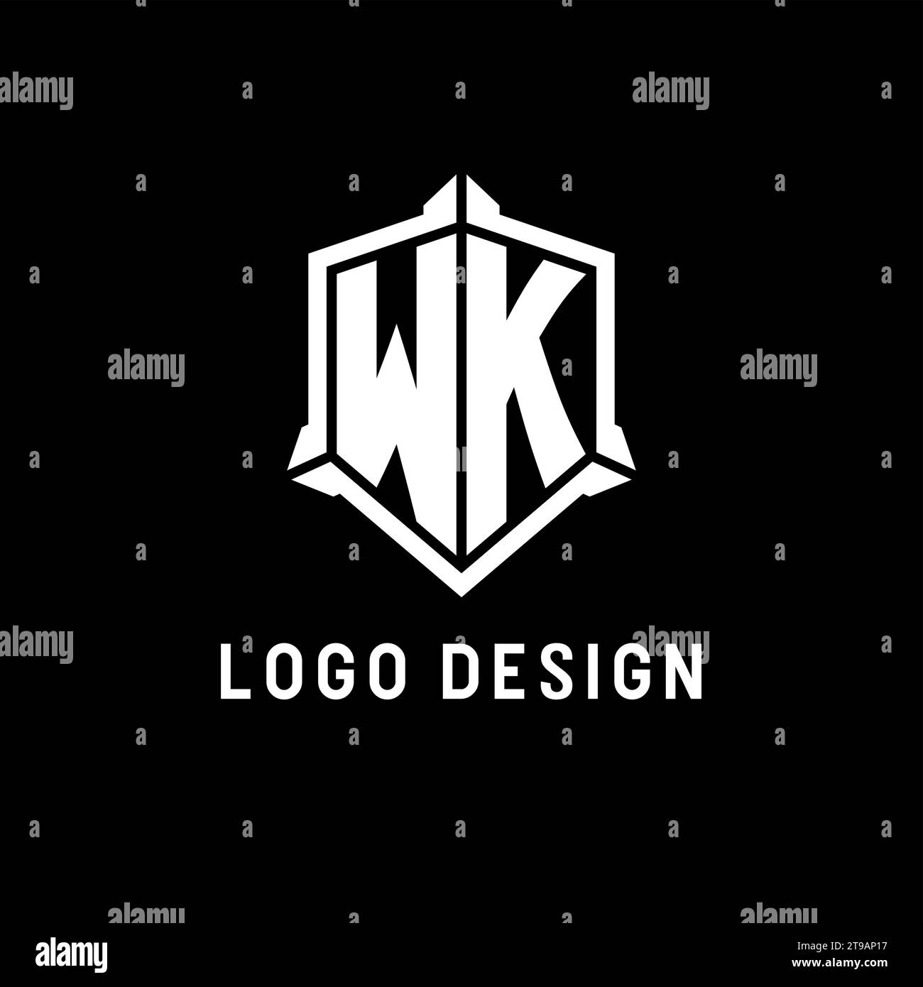 WK logo initial with shield shape design style vector graphic Stock ...
