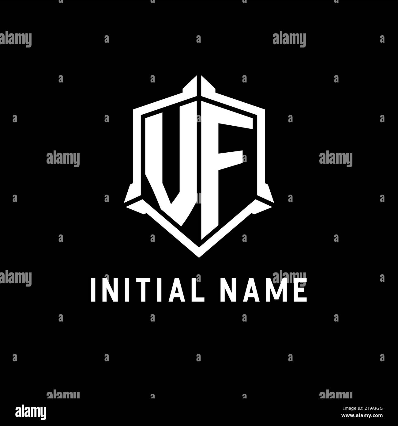 VF logo initial with shield shape design style vector graphic Stock ...