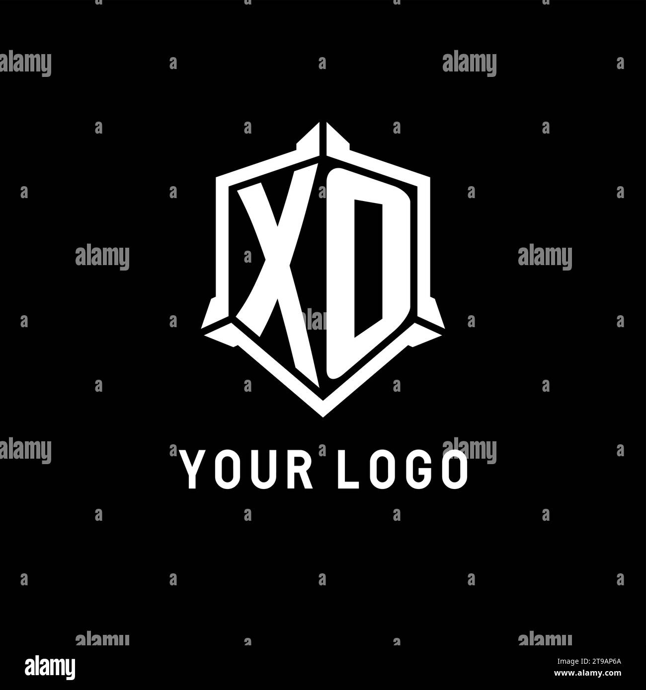 XO logo initial with shield shape design style vector graphic Stock ...