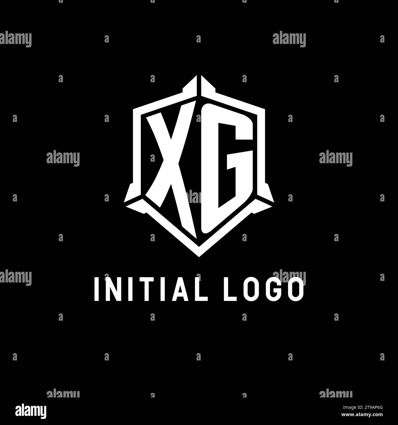 XG logo initial with shield shape design style vector graphic Stock ...