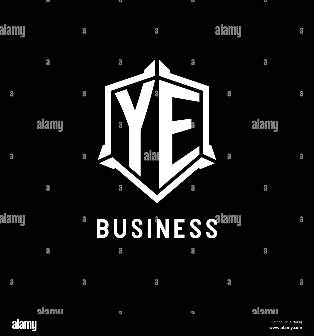 YE logo initial with shield shape design style vector graphic Stock ...