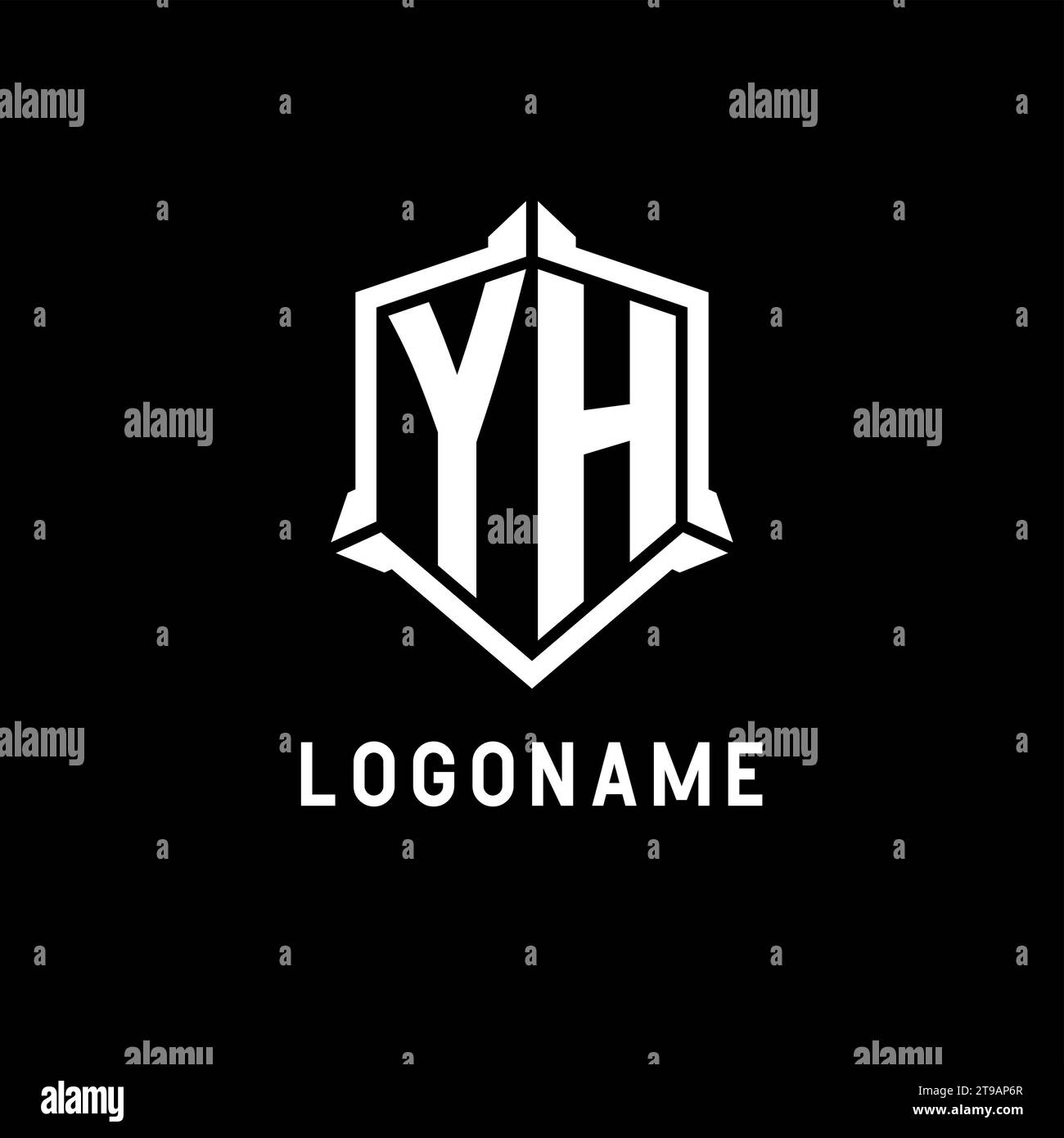 YH logo initial with shield shape design style vector graphic Stock ...