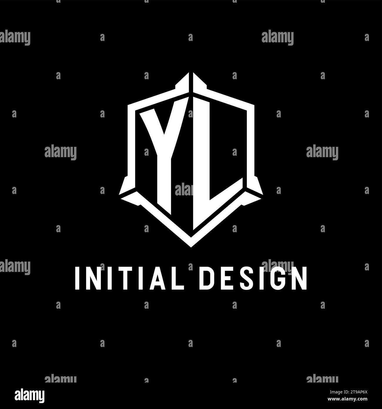 YL logo initial with shield shape design style vector graphic Stock ...